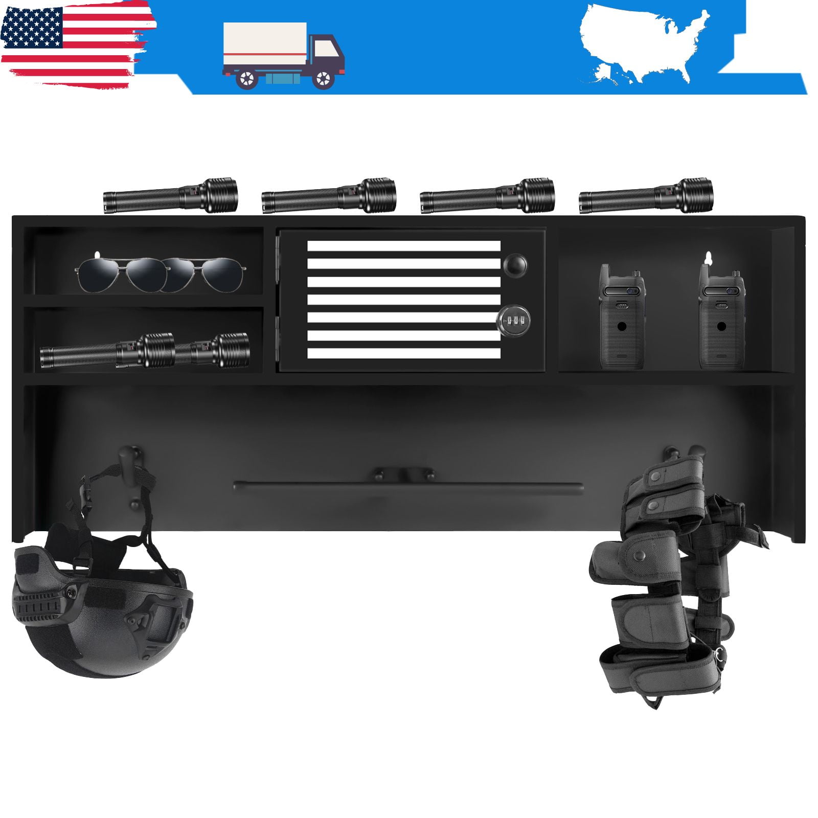 Wall Mounted Police Hanger, Police Wall Rack, Body Armor Stand - Black ...