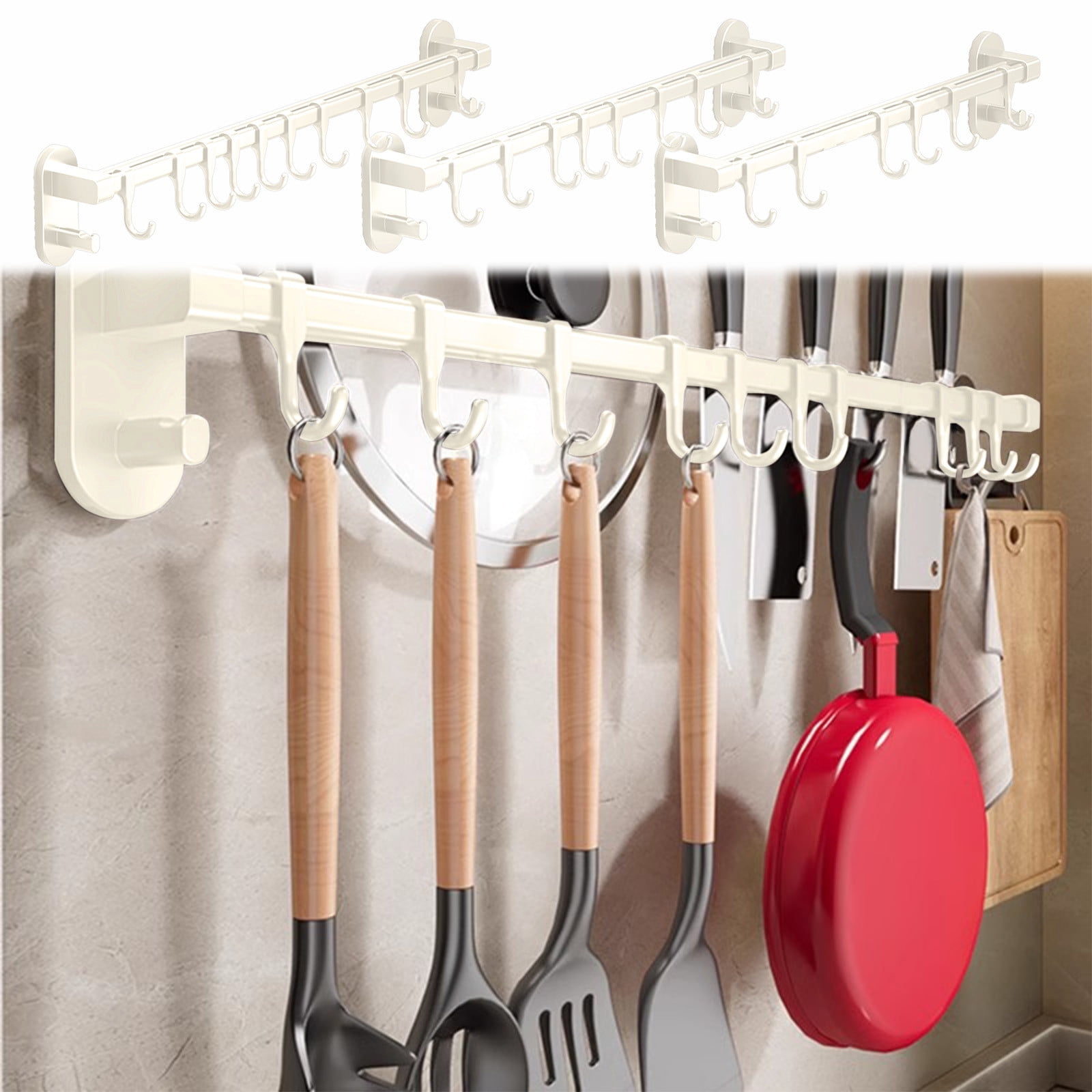 Wall Mounted Pot Shovel Spoon Rack, Stainless Steel, No Hole Design ...