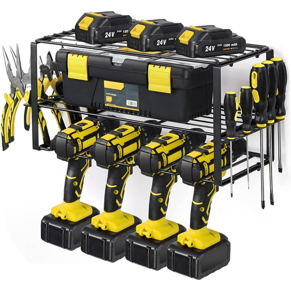 Oumilen Wall Mounted Power Tool Organizer Heavy Duty Metal Garage ...