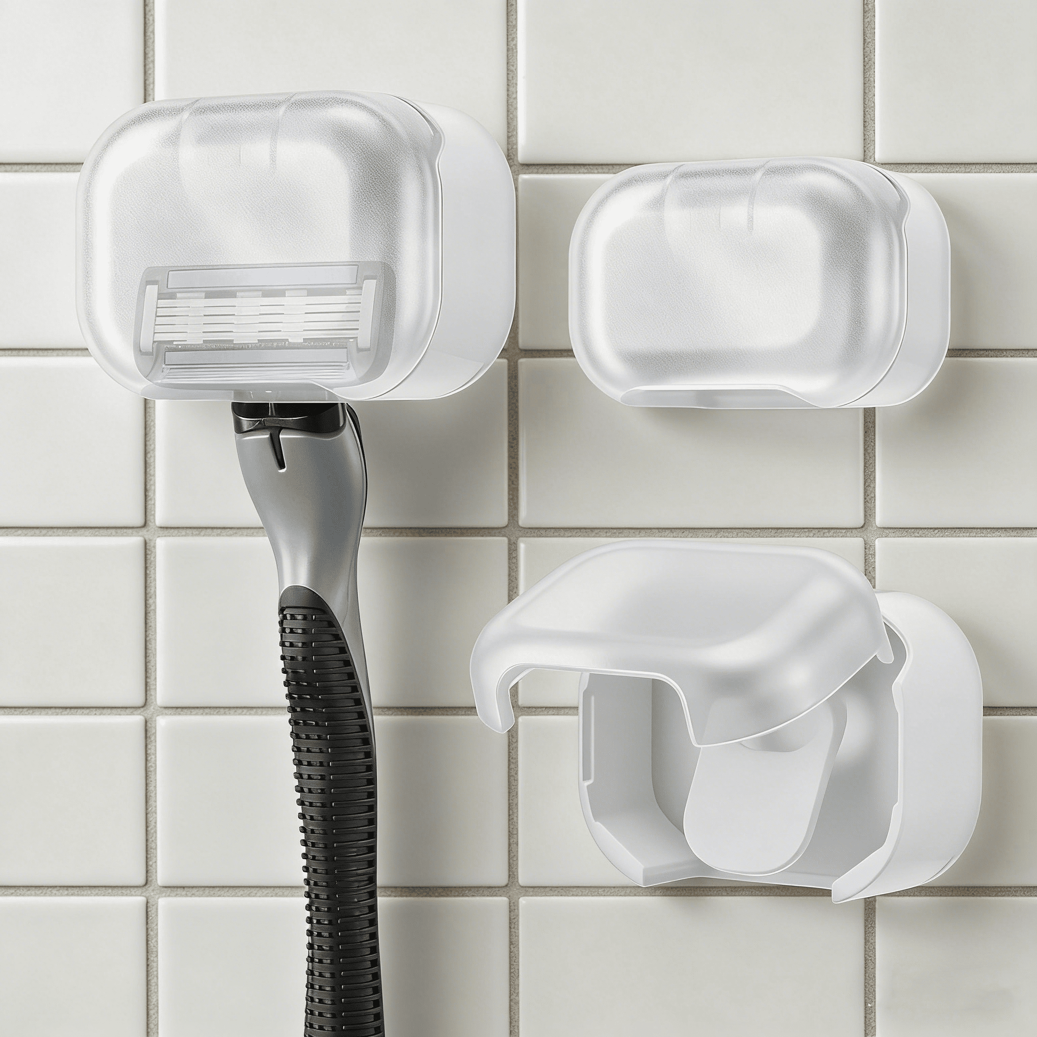Wall Mounted Razor Holders with Cover, Self Adhesive No-drill Mount ...