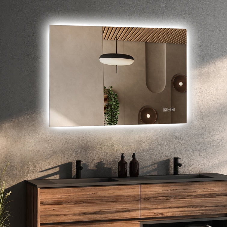 Wall Mounted Rectangle Led Bathoom Vanity Mirror Dimmable Frameless ...