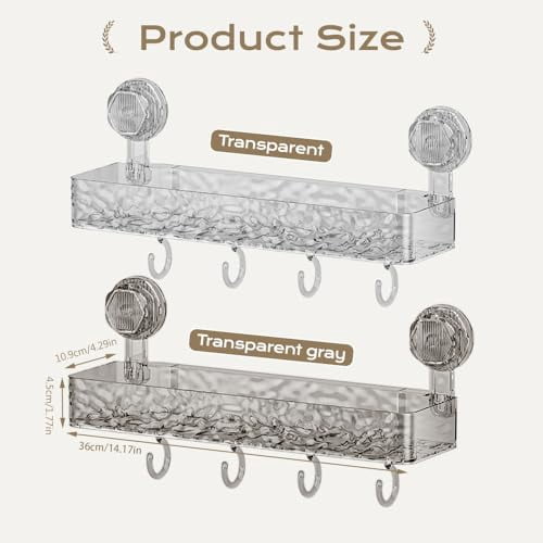 Wall Mounted Removable Suction Cup Shelf with Hooks, 2025 New ...