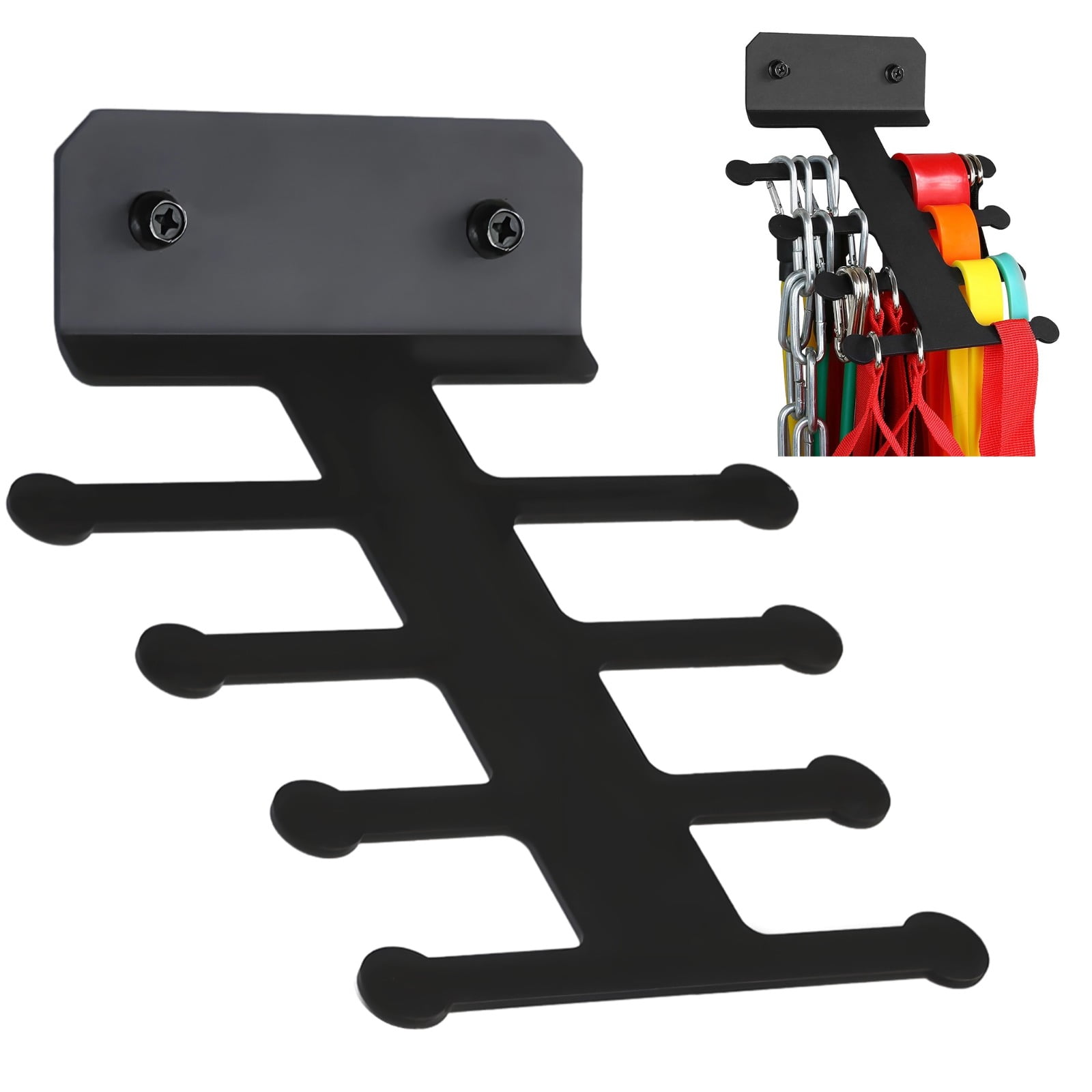 Wall Mounted Resistance Band Rack, 8 Hooks Gym Equipment Metal Wall ...