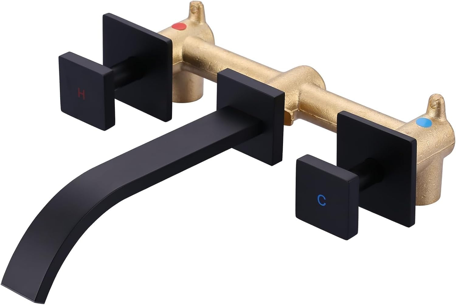 Wall-Mounted Restroom Sink Tap: Matte Black Mounted all Restroom Tap ...