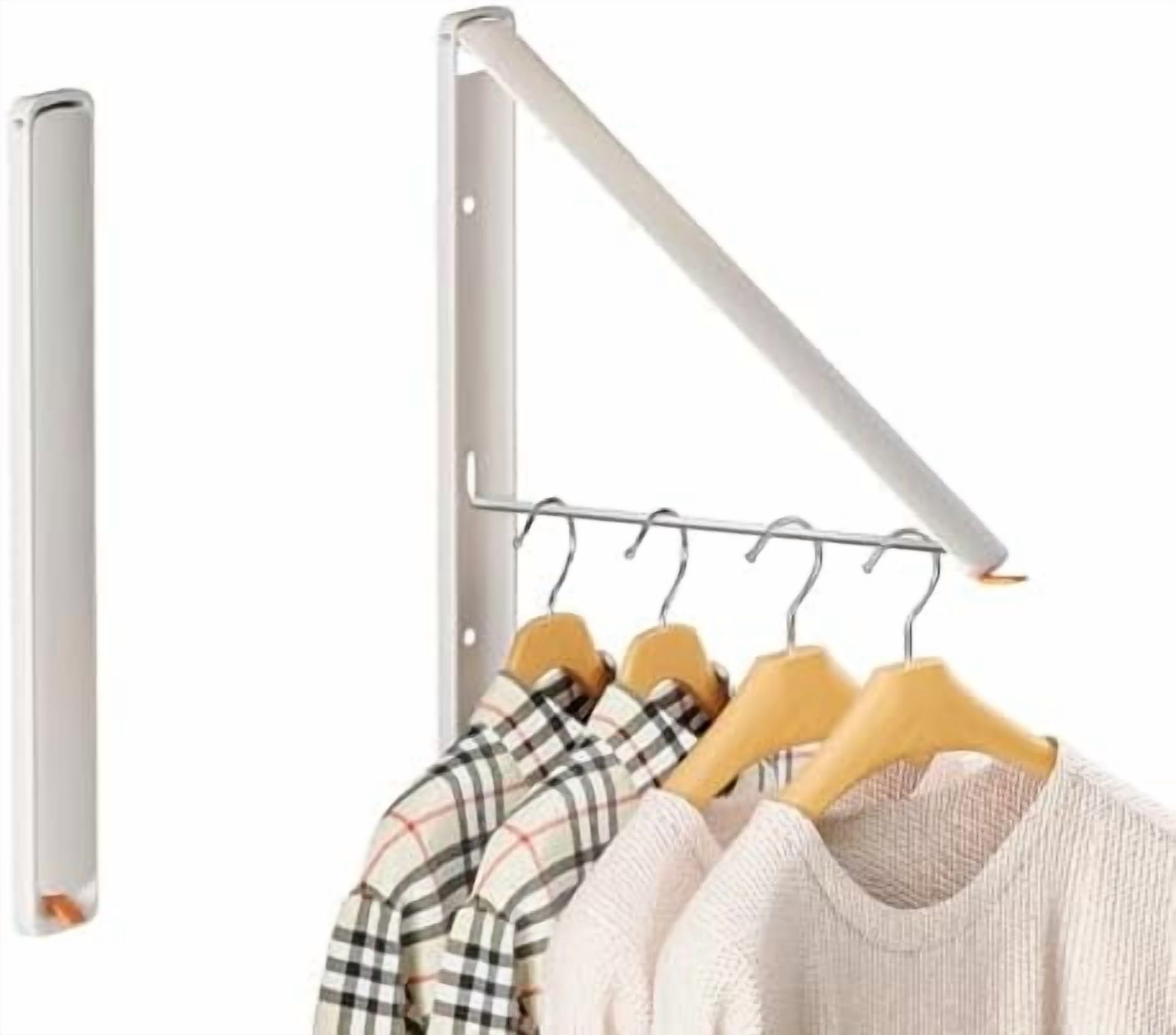 Wall-Mounted Retractable Clothes Drying Rack | White Extending Laundry ...