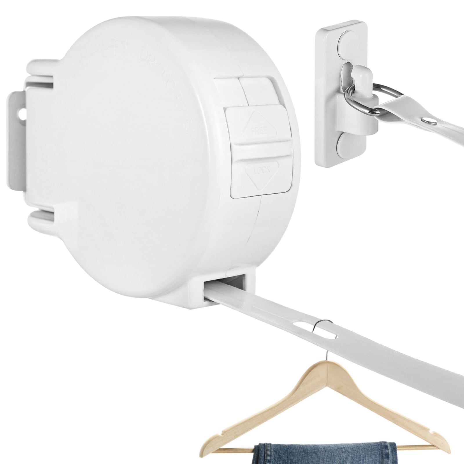Wall Mounted Retractable Clothesline Indoor, 13.8ft Lockable Laundry ...