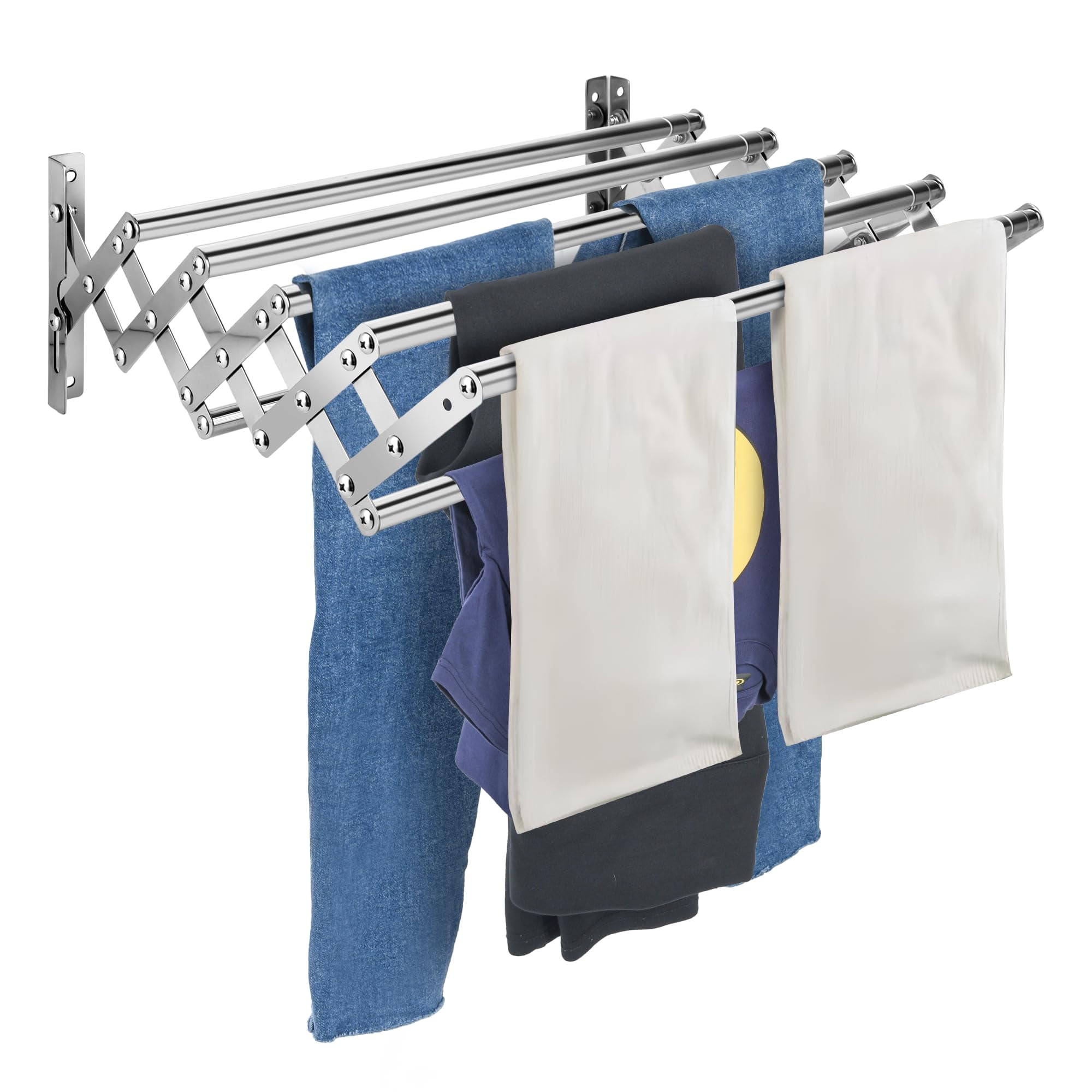 Wall Mounted Retractable Expandable Drying Rack, Space Saving Clothing ...