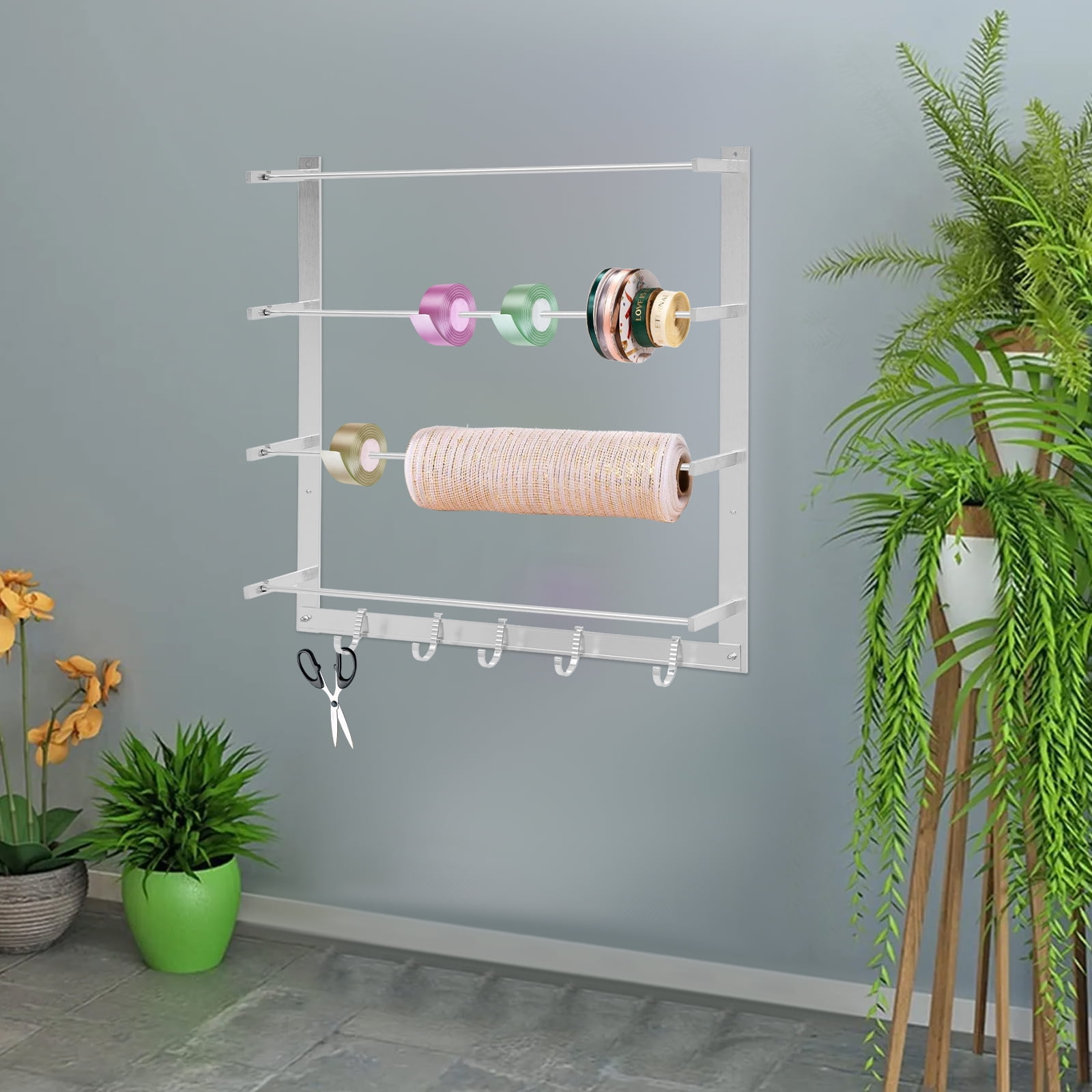 Wall Mounted Ribbon Storage Rack, 4-tier Wire Spool Thread Holder ...