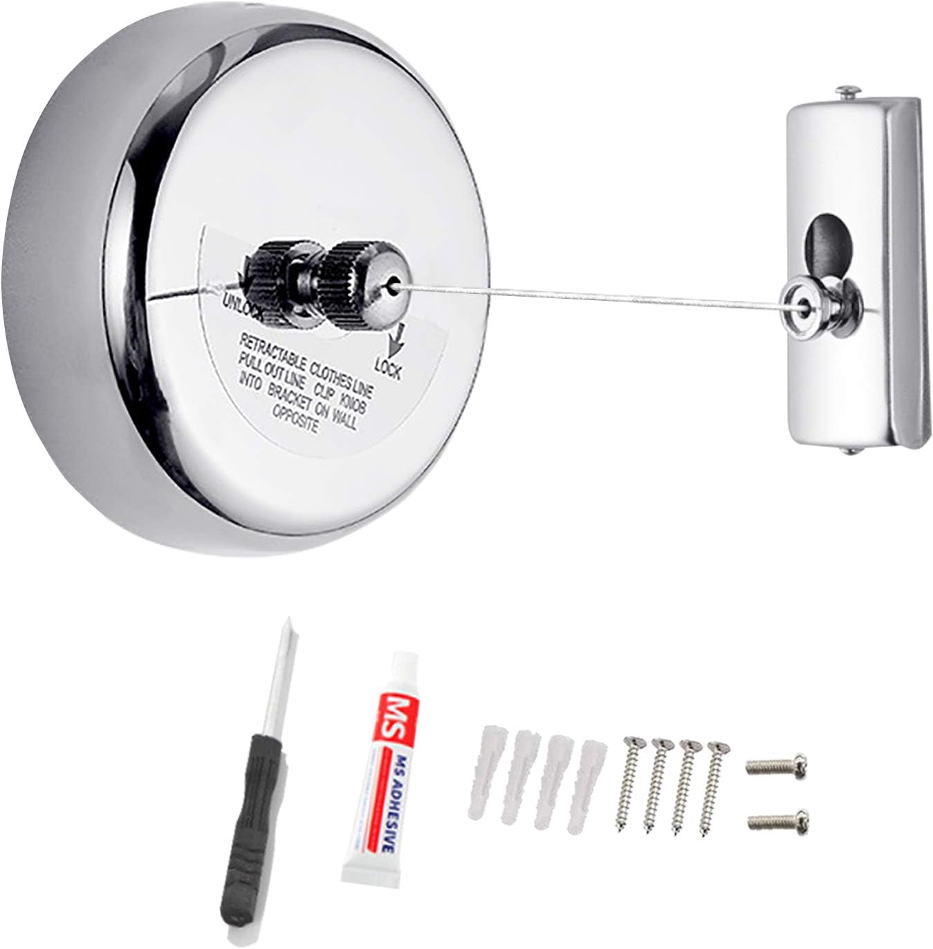 Wall Mounted Round Invisible Washing Line Adjustable Rope Polished ...