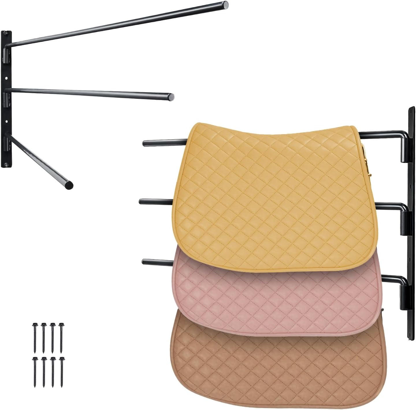 Wall Mounted Saddle Rack, 2 Packs Swing Out Saddle Holder, Three Tiers ...