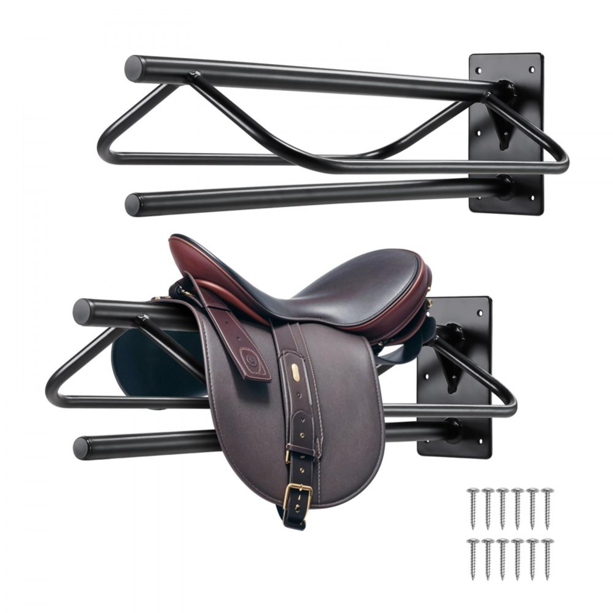 Wall Mounted Saddle Rack with Pad Bar - 2 Packs, Durable Black Horse ...