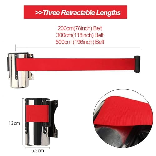 Wall Mounted Safety/Security Barrier Belt, Retractable Post Wall Mount ...