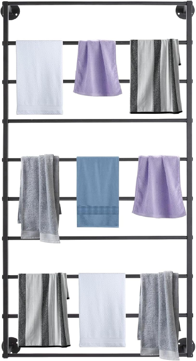 Wall Mounted Scarf Rack 10 Tier Scarf Display Stand Black Metal Scarf ...