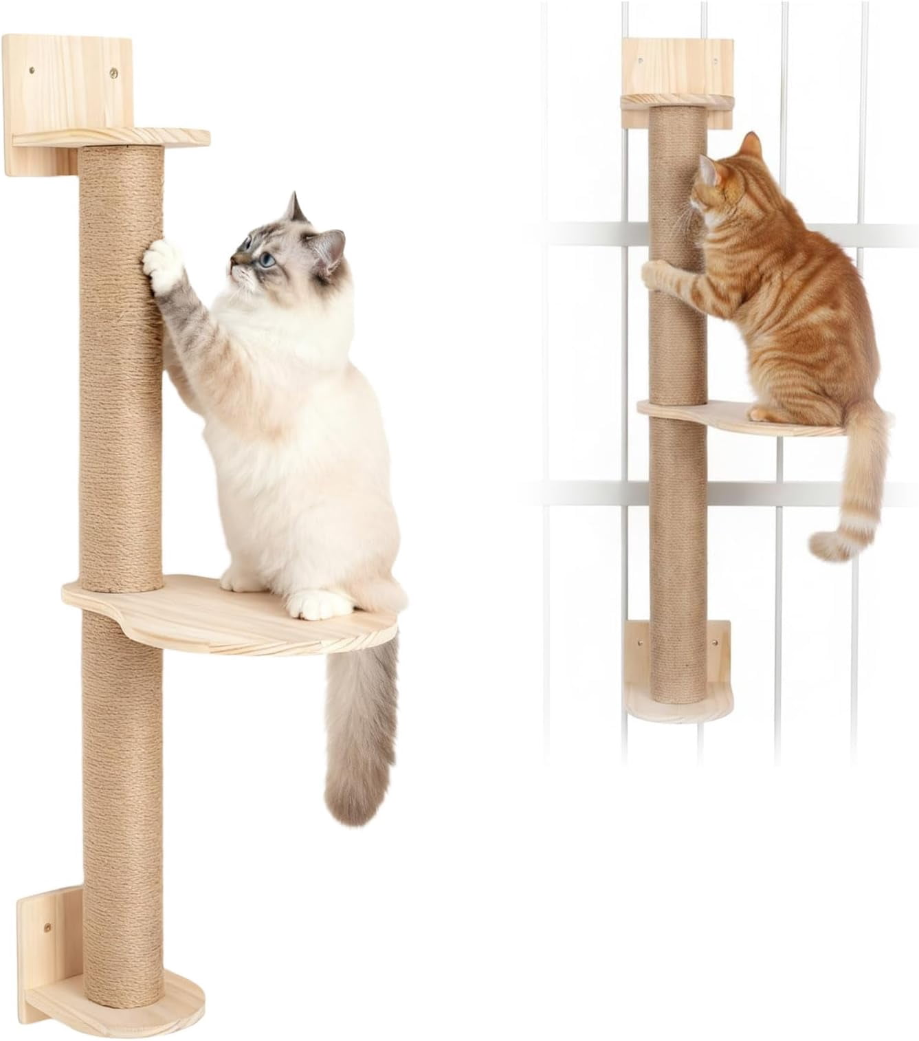 Wall Mounted Scratcher, 29 Inch Large Sisal with Hammock, Modern Pine ...