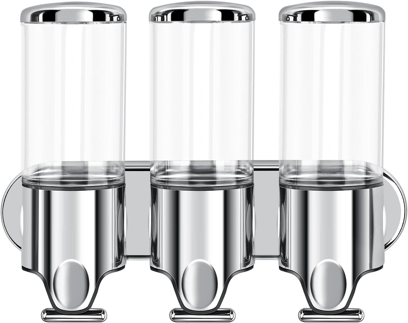 Wall-Mounted Shampoo and Conditioner Dispenser 3-Chamber Shower Soap ...