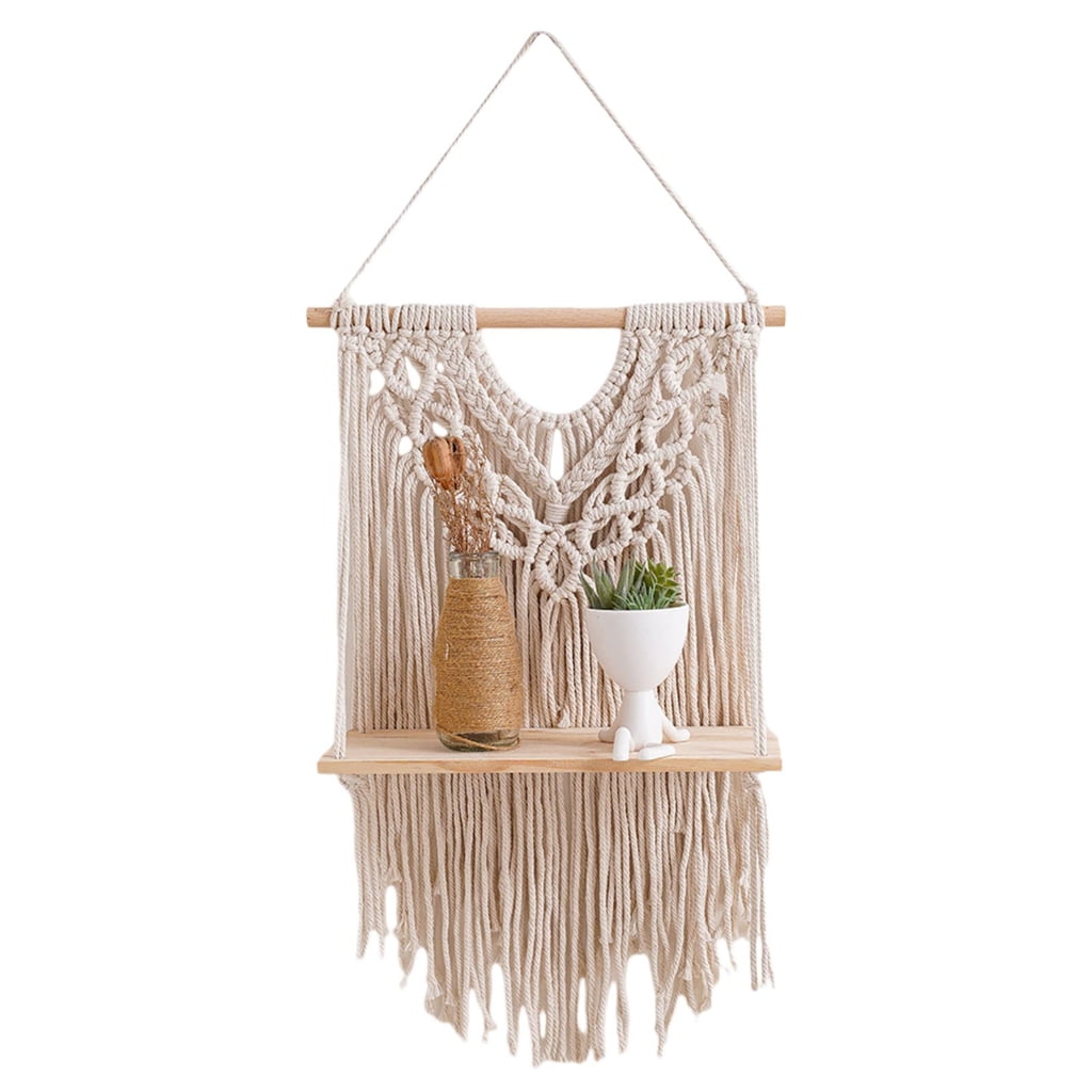 Wall Mounted Shelf Handwoven Display Stand Tassels Tapestry Wall ...