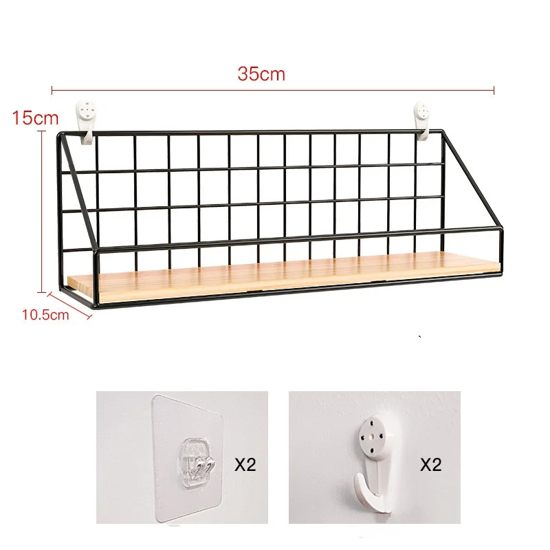 Wall Mounted Shelves Without Drilling Wood Hanging Shelf For Living ...