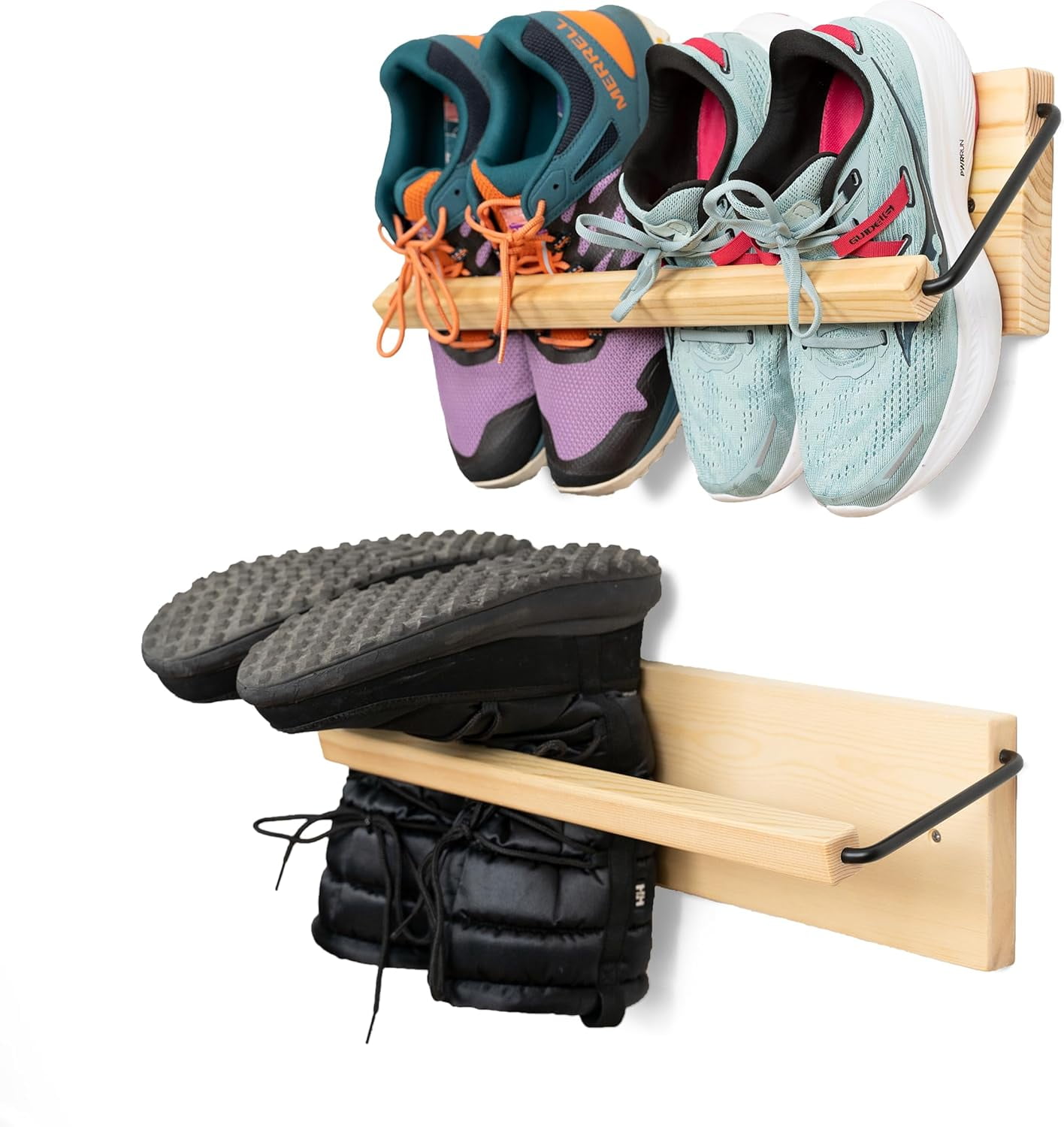 Wall Mounted Shoe Rack - A wooden, modern, slim, and small shoe storage ...