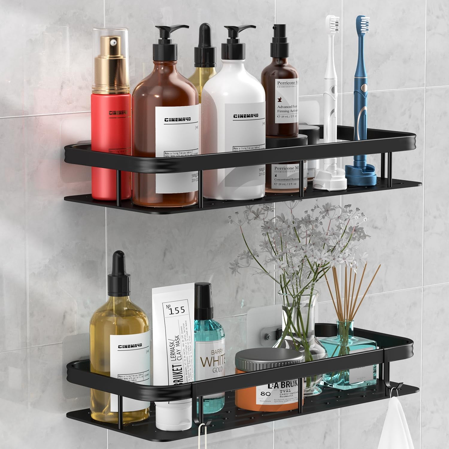 Wall Mounted Shower Caddy Shelf Organizer Rack,2 Pack 12 inch No ...