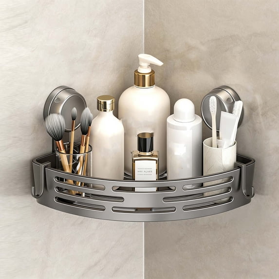 Wall Mounted Shower Caddy with Strong Suction Cup No Drill Bathroom ...