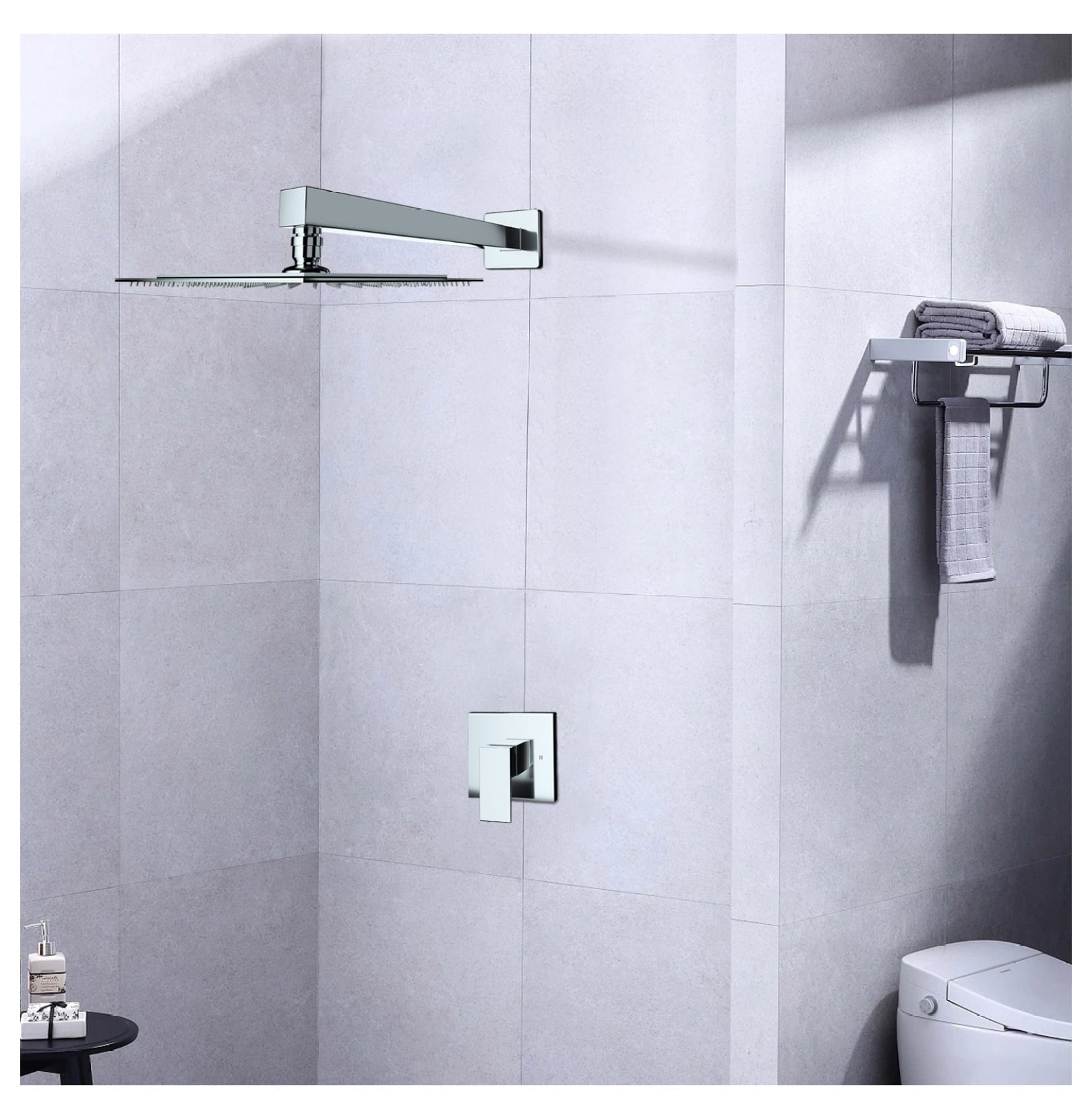 Wall Mounted Shower Faucet Set with Handheld Shower Head, Plated Finish ...