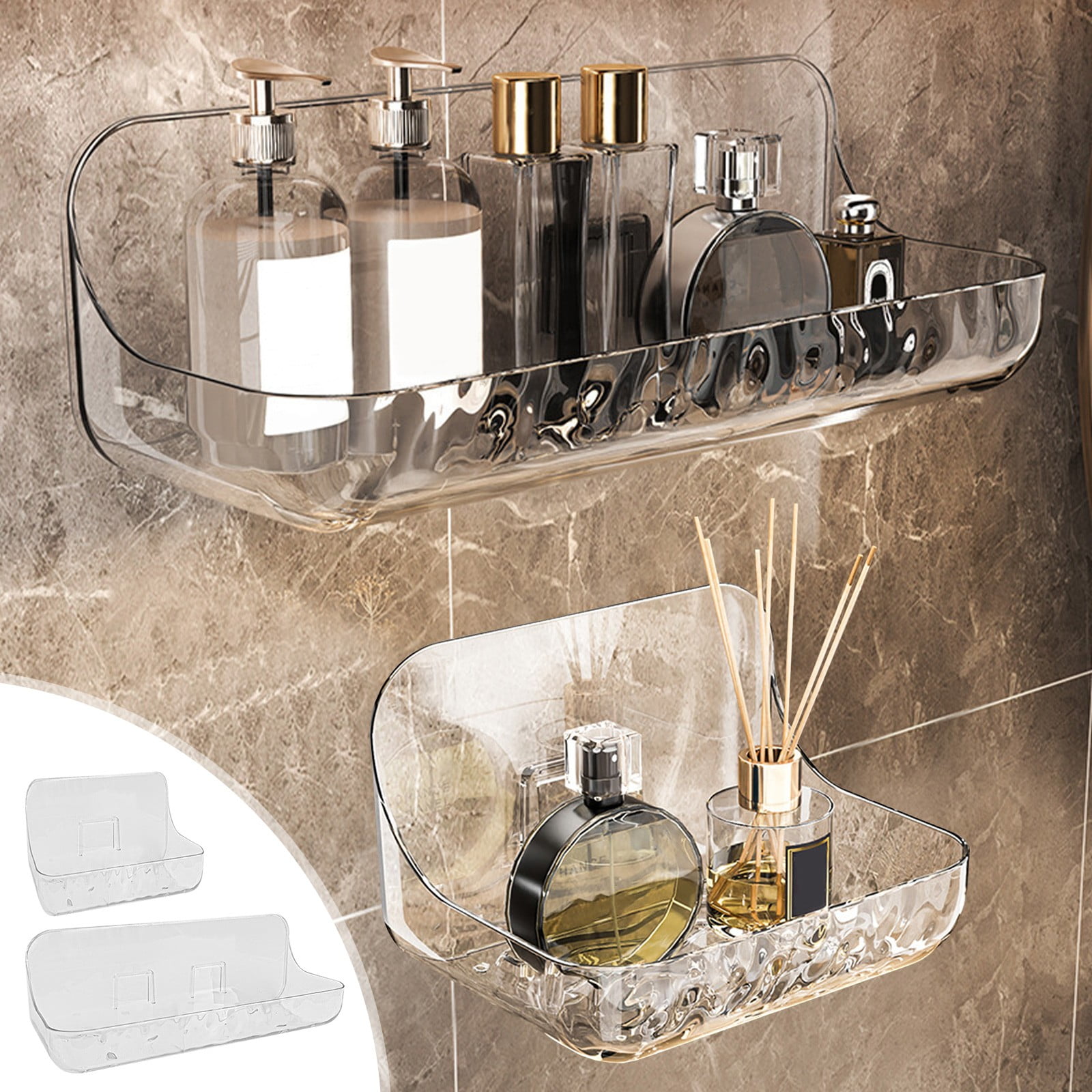 Wall Mounted Shower Storage, Acrylic Cosmetics Shelf, Large Capacity ...