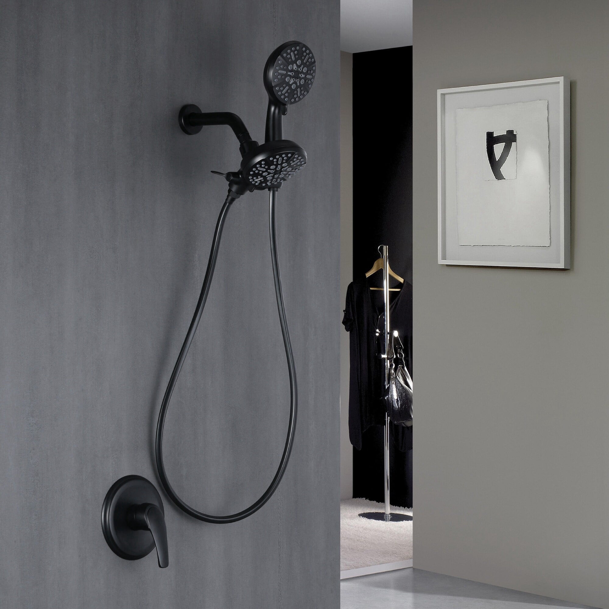 Wall Mounted Shower System with 7 Spray Patterns Matte black - Walmart.com