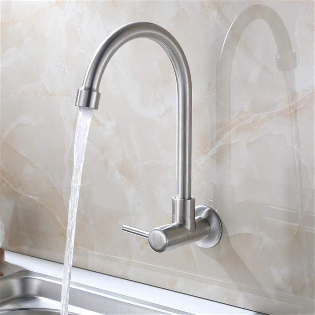 Wall Mounted Single Cold Kitchen Faucet Kitchen Sink Tap 304 Stainless ...