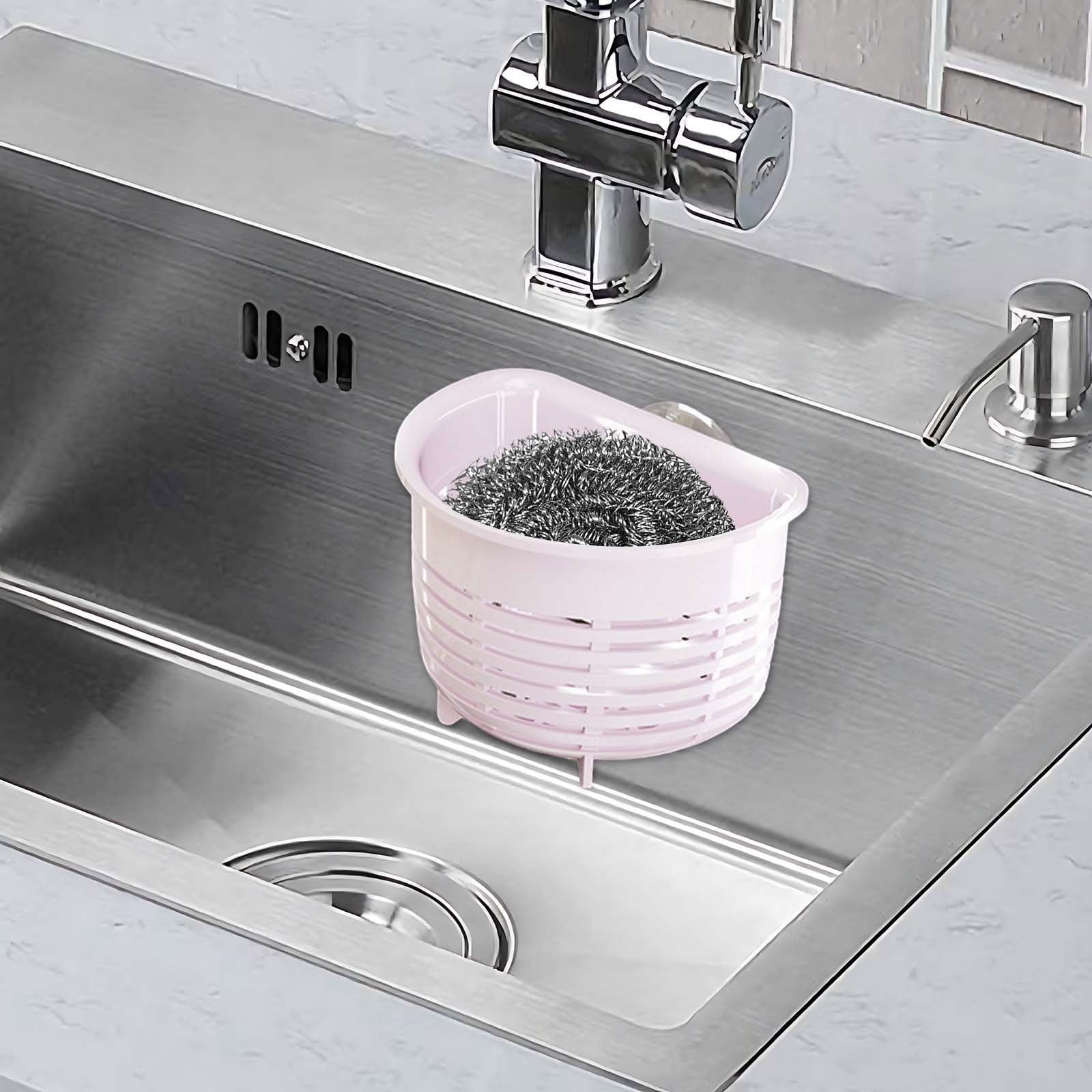 Wall-Mounted Sink Storage Basket with Suction Cups - 10.6x9x6.7in Hole ...