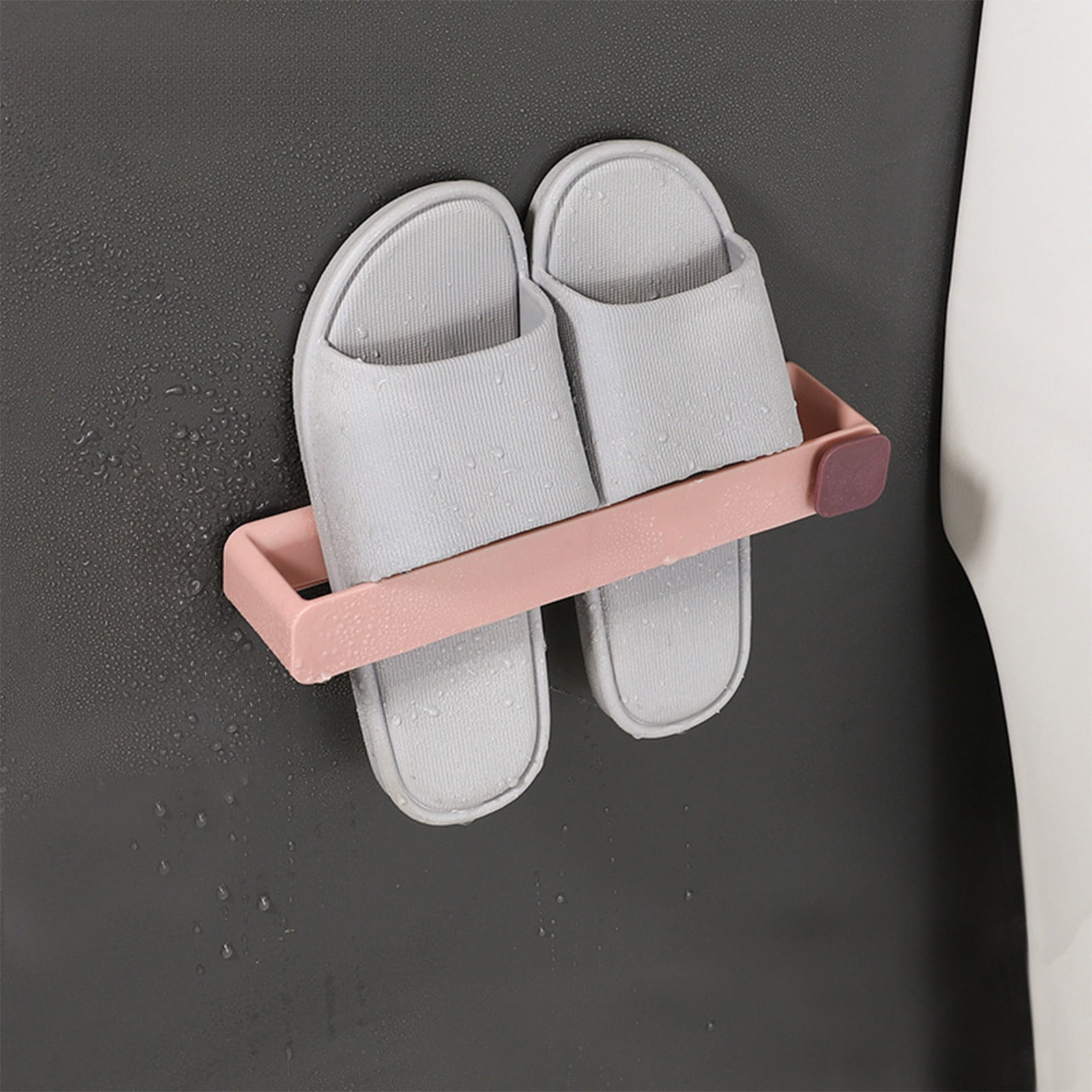 Wall Mounted Slipper Rack, Punch-Free Toilet Organizer with Adhesive ...