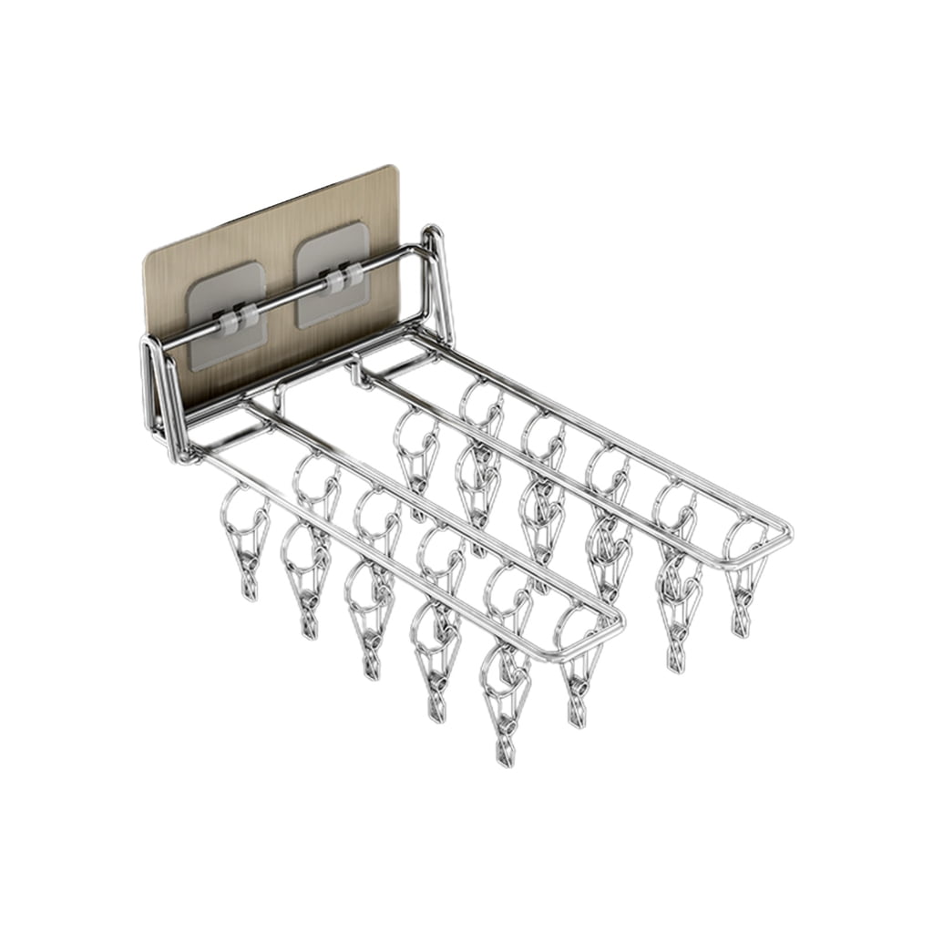 Wall Mounted Sock Hanger Stainless Steel Folding Drying Rack for Towel ...