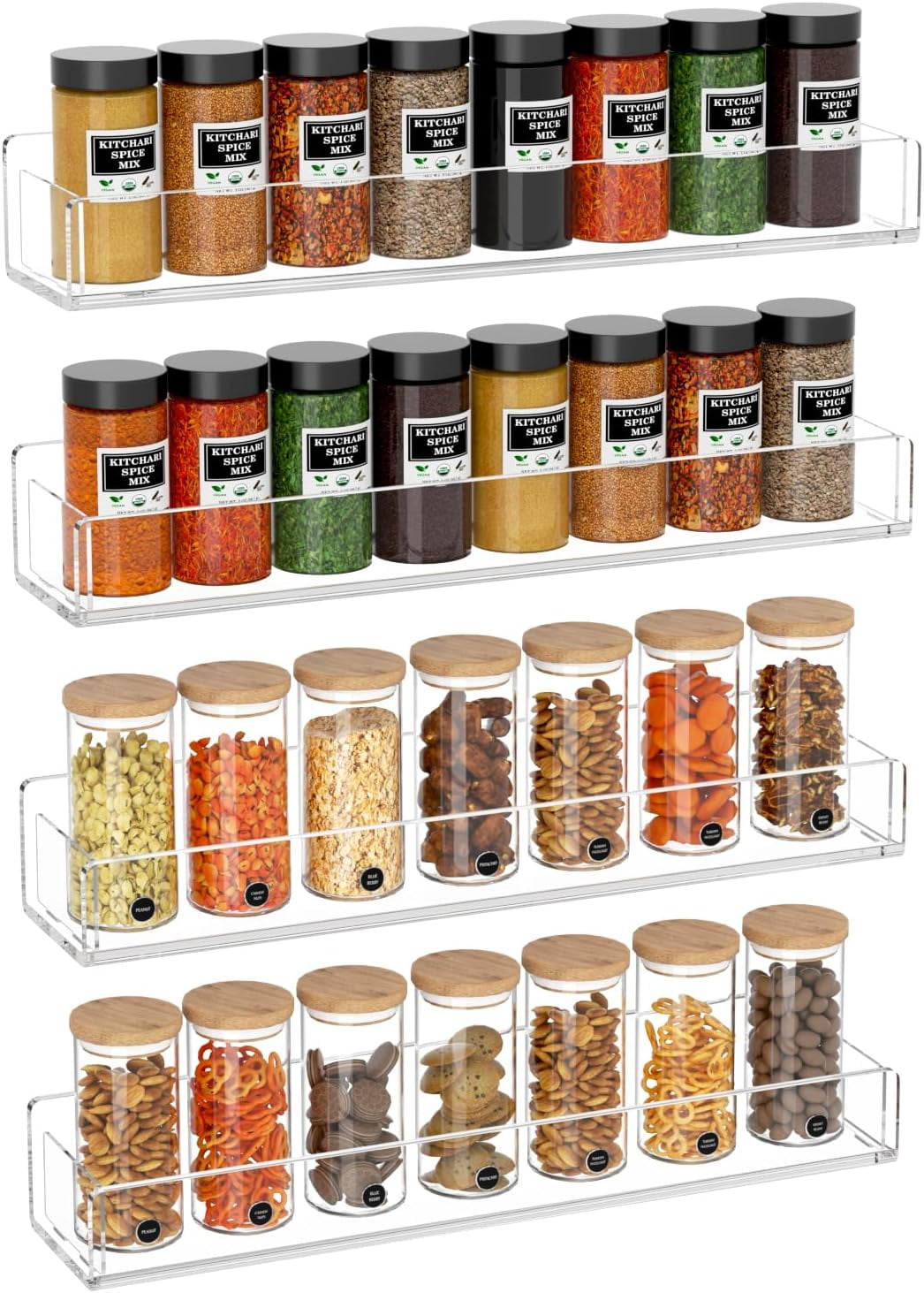 Wall Mounted Spice Rack Organizer,Clear Acrylic Spice Shelf Storage ...