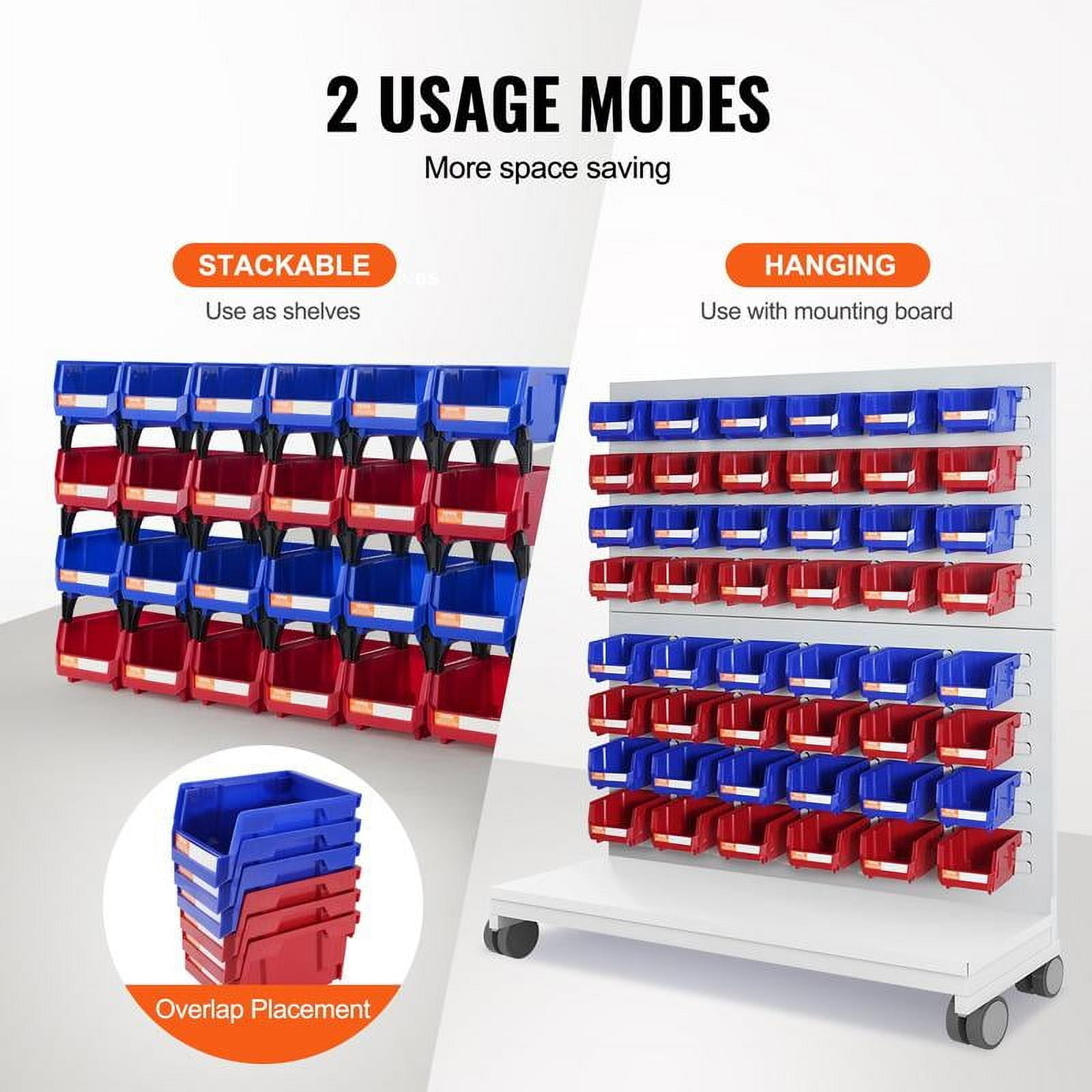Wall Mounted Storage Bins, 30-Bin Parts Rack Organizer Garage Plastic ...