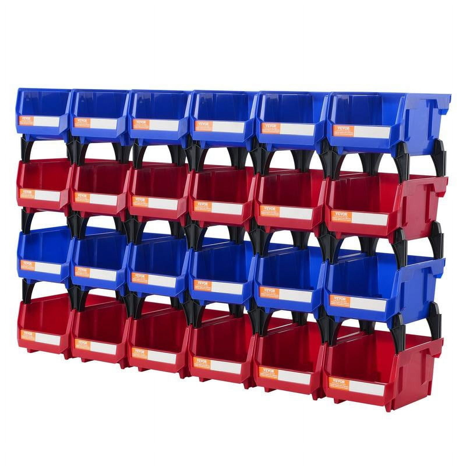 Wall Mounted Storage Bins, 30-Bin Parts Rack Organizer Garage Plastic ...