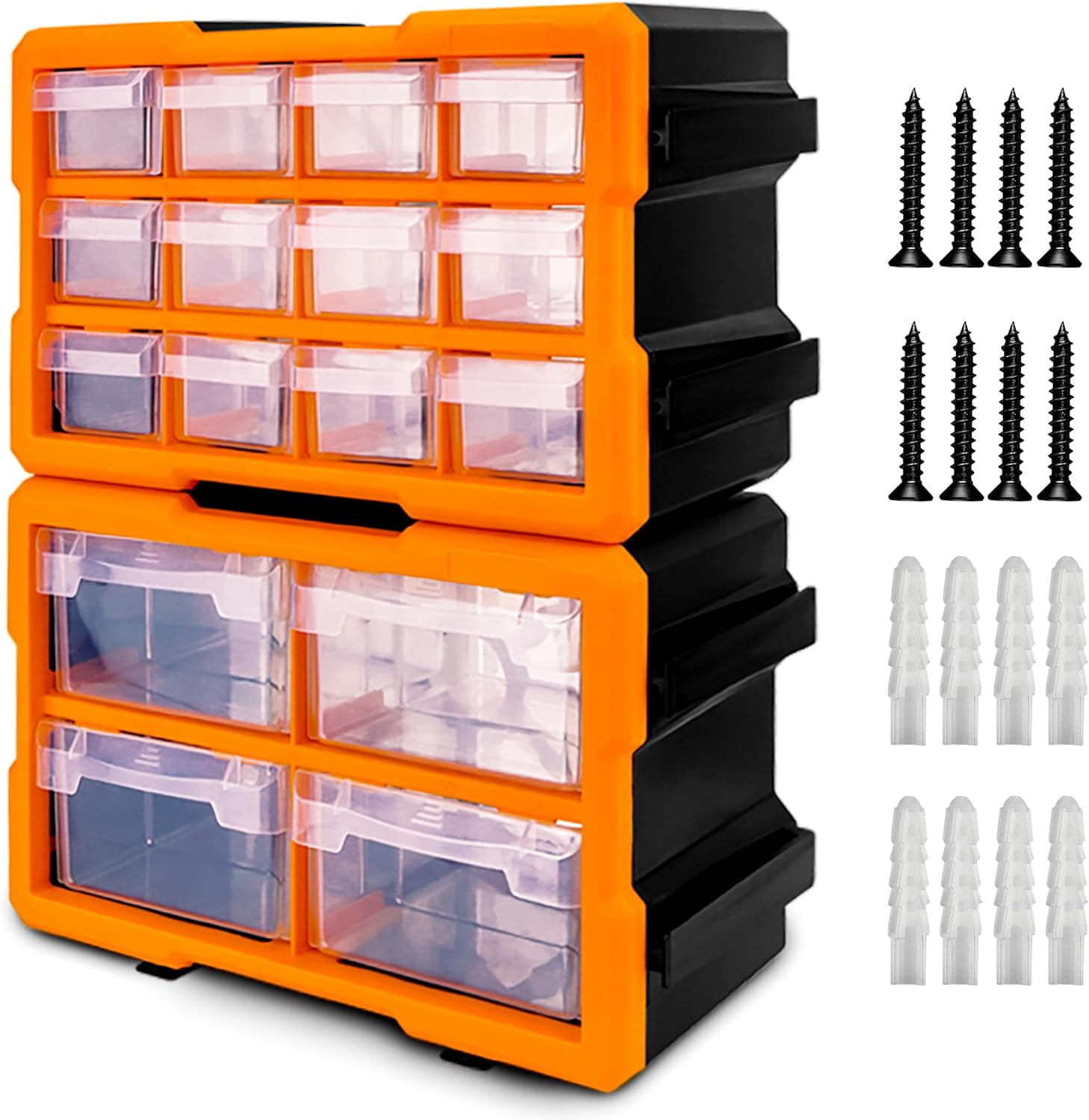 Wall Mounted Storage Bins Parts Rack 30PC Organizer Garage Plastic Shop ...