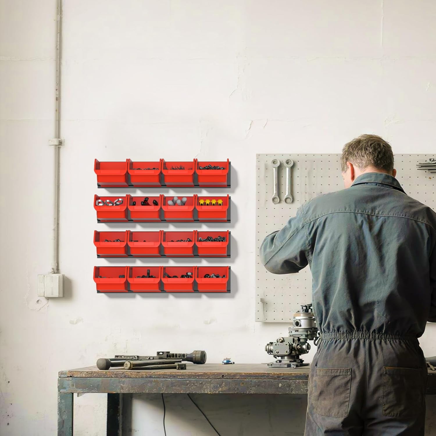 Wall Mounted Storage Bins, Plastic Hanging Storage Organizer Bins ...