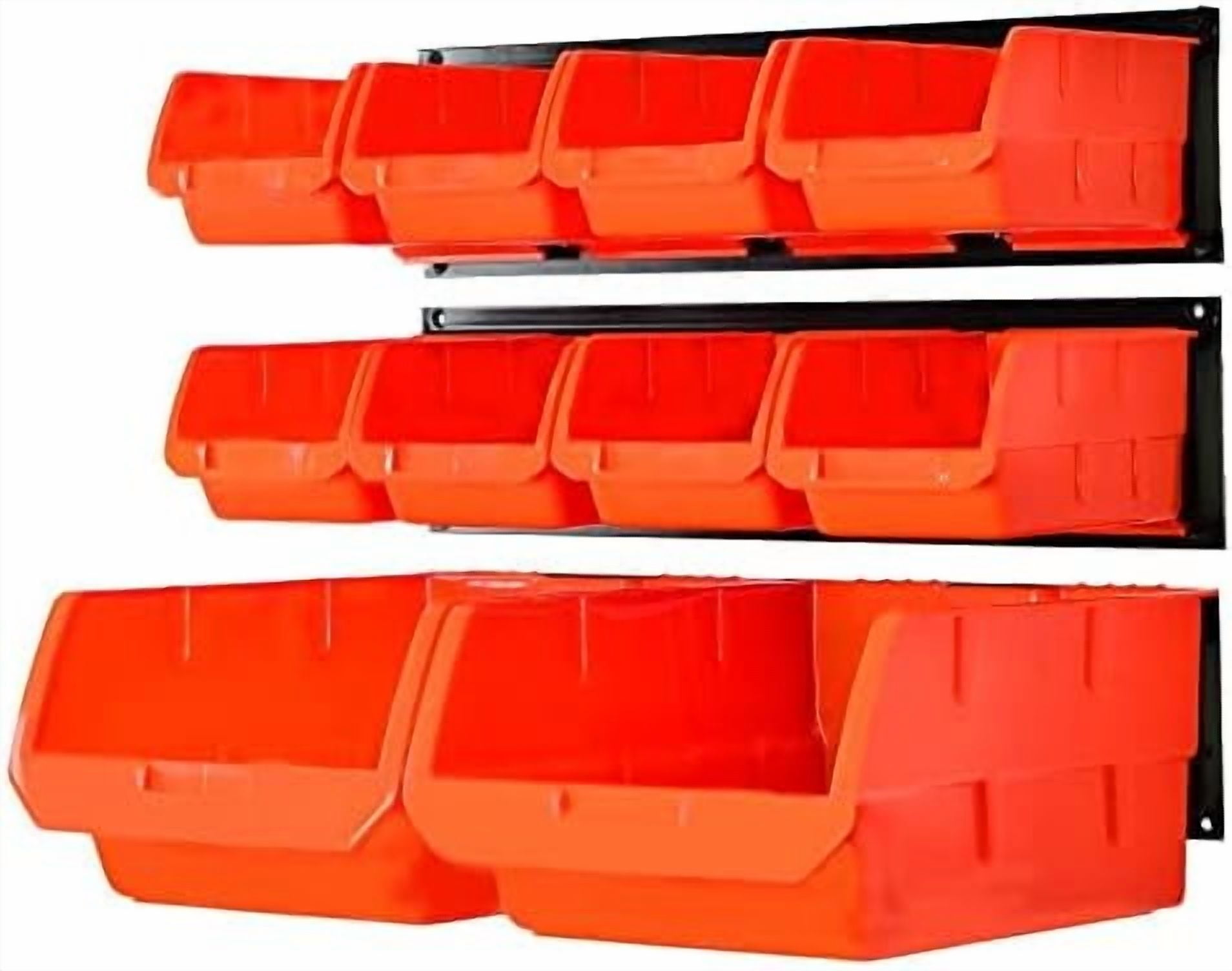 Wall Mounted Storage Bins, Wall Storage Bins Parts Rack 10 Bins&3 Rails ...