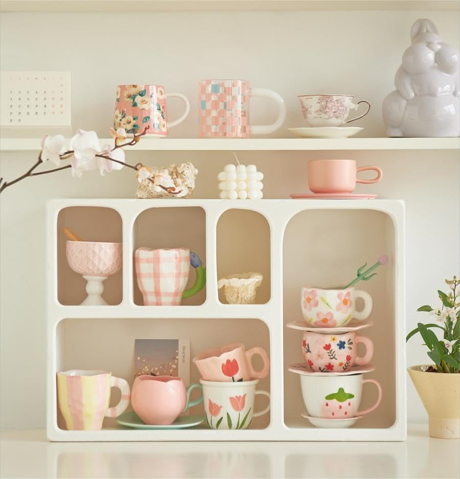 Wall Mounted Storage Cabinet, Floating Wall Shelf with 5 Compartments ...