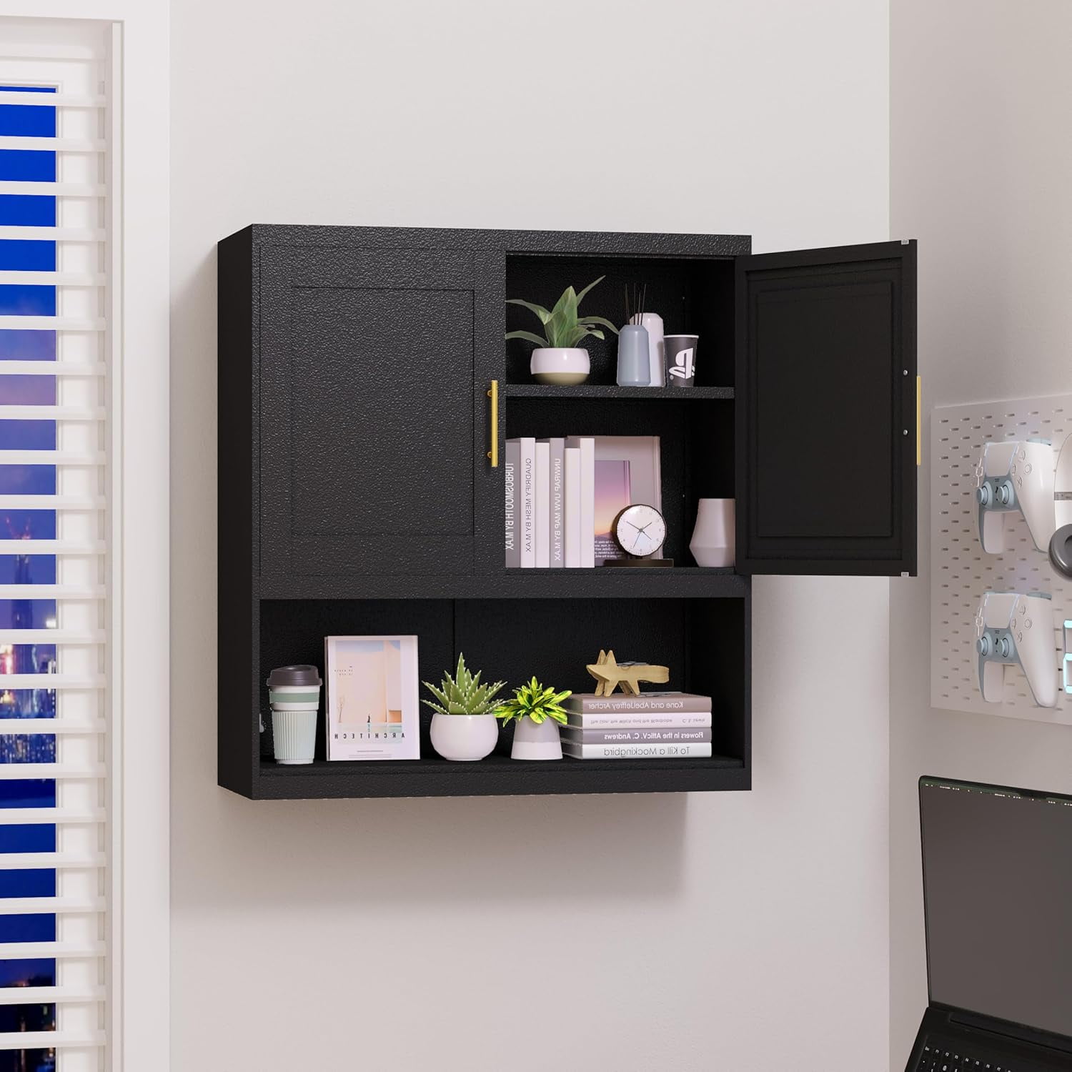 Wall-Mounted Storage Cabinet with Adjustable Shelves for Bathroom or ...