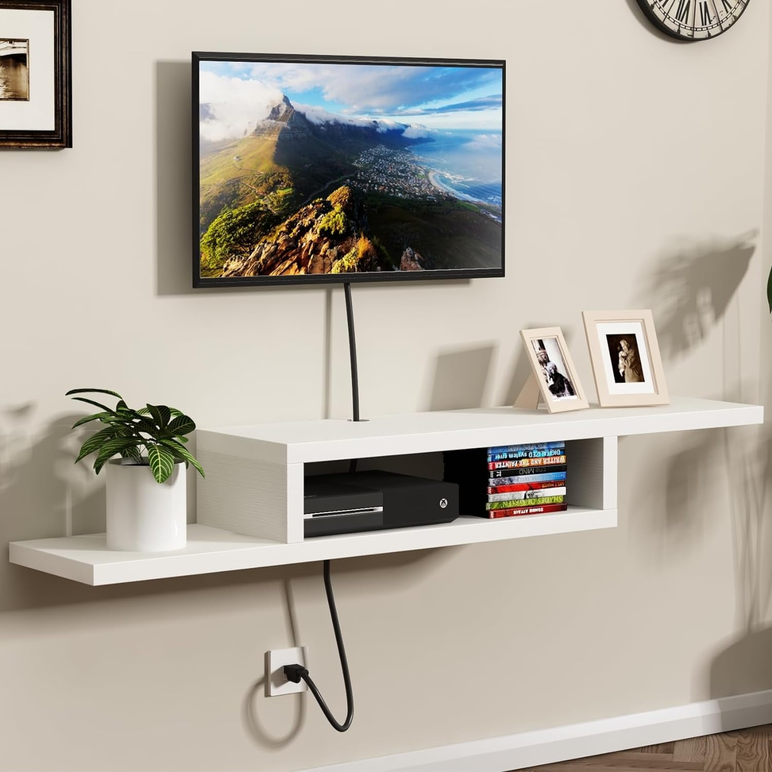 Wall Mounted TV Stand, Media Console Stand, 60” TV Storage Shelf ...