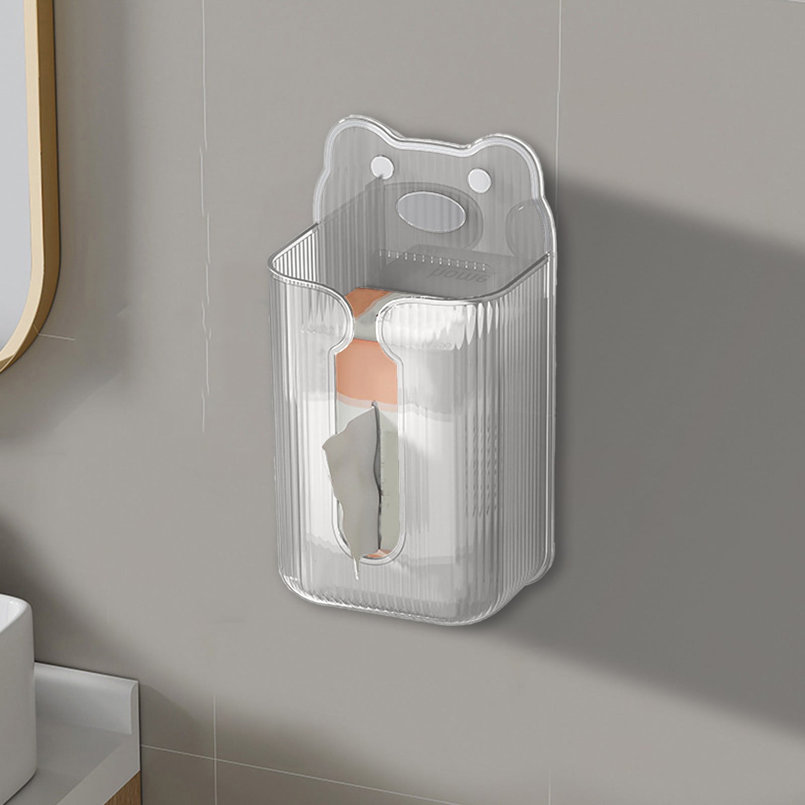Wall Mounted Tissue Box Holder No Drilling Installation | Bear Design ...