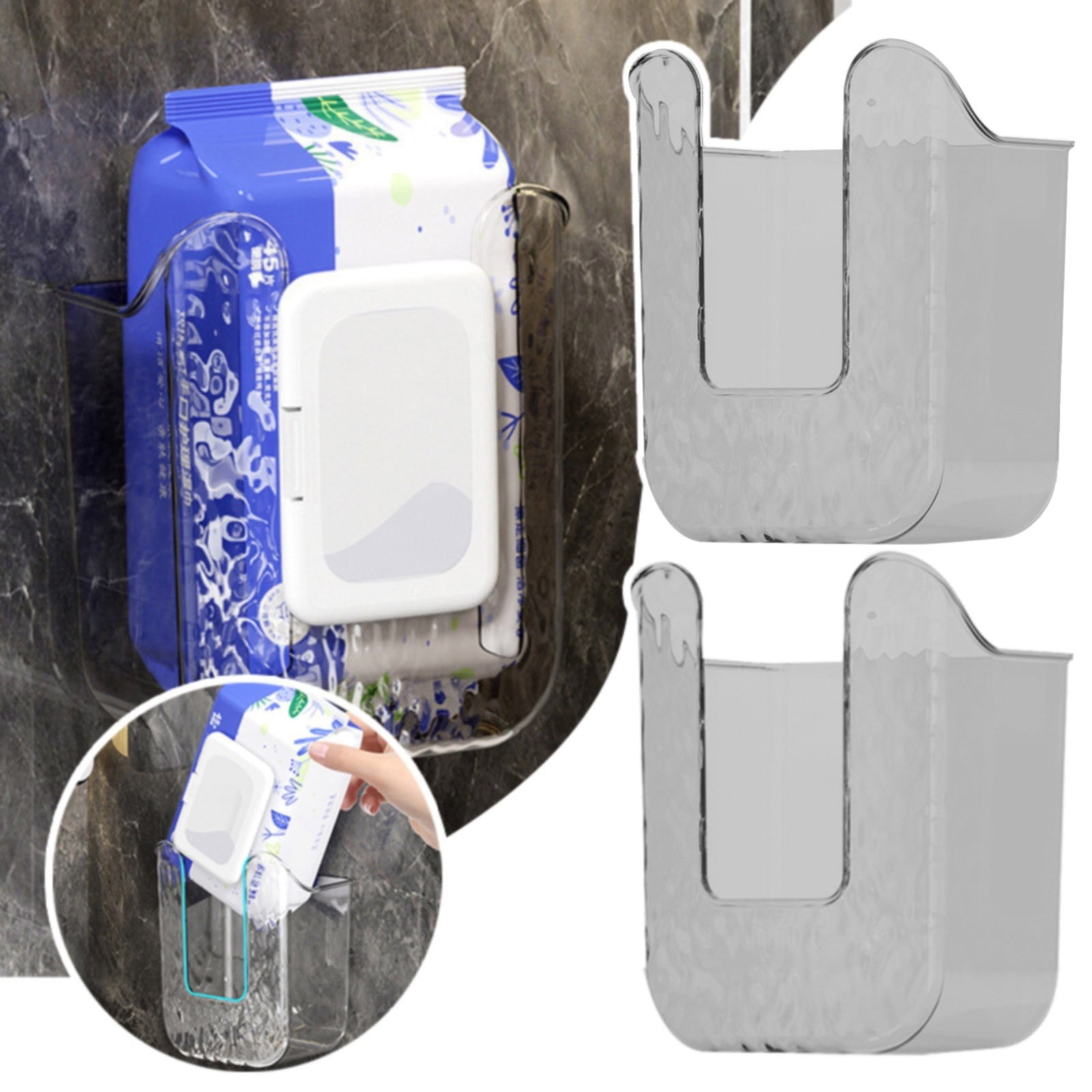 Wall Mounted Tissue Box Holder Kitchen Wipes Storage Box Clear Tissue ...