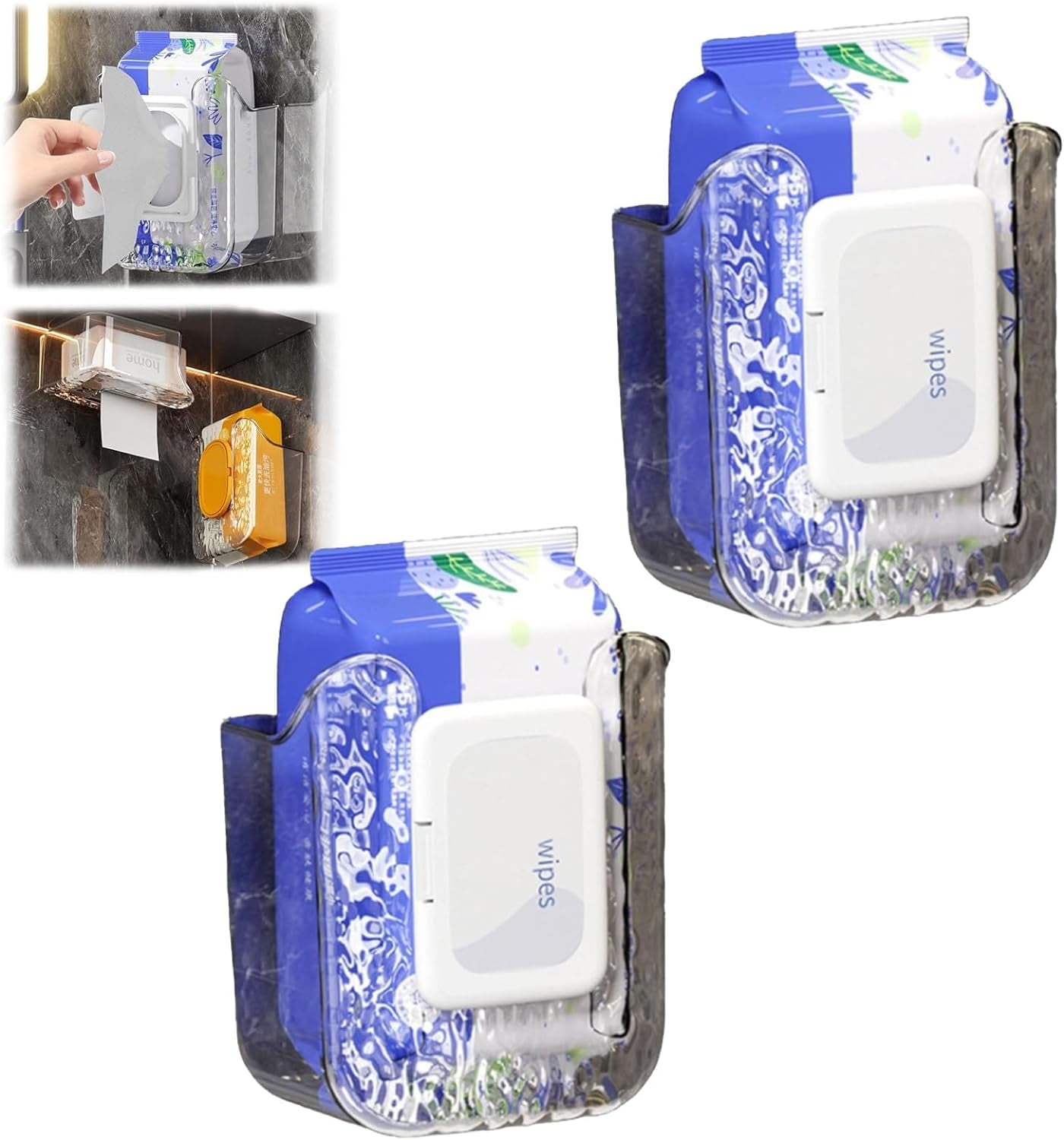 Wall Mounted Tissue Box, Kitchen Wipes Storage Box, No Punching Self ...