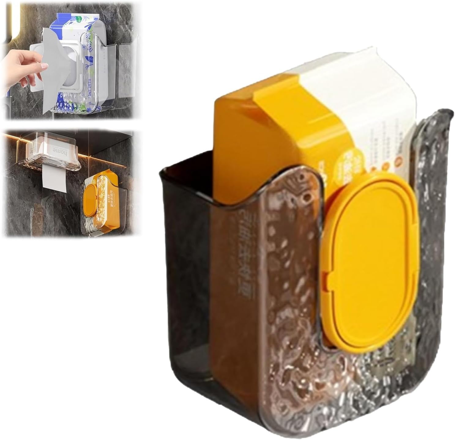 Wall Mounted Tissue Box, Kitchen Wipes Storage Box, No Punching Self ...