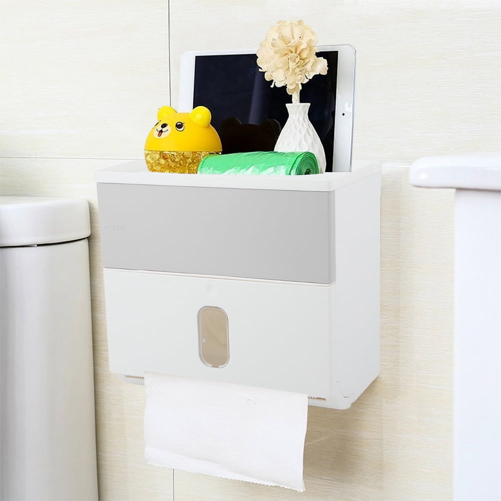 Wall Mounted Tissue Box Phone Holder Toilet Bathroom Self-adhesive ...