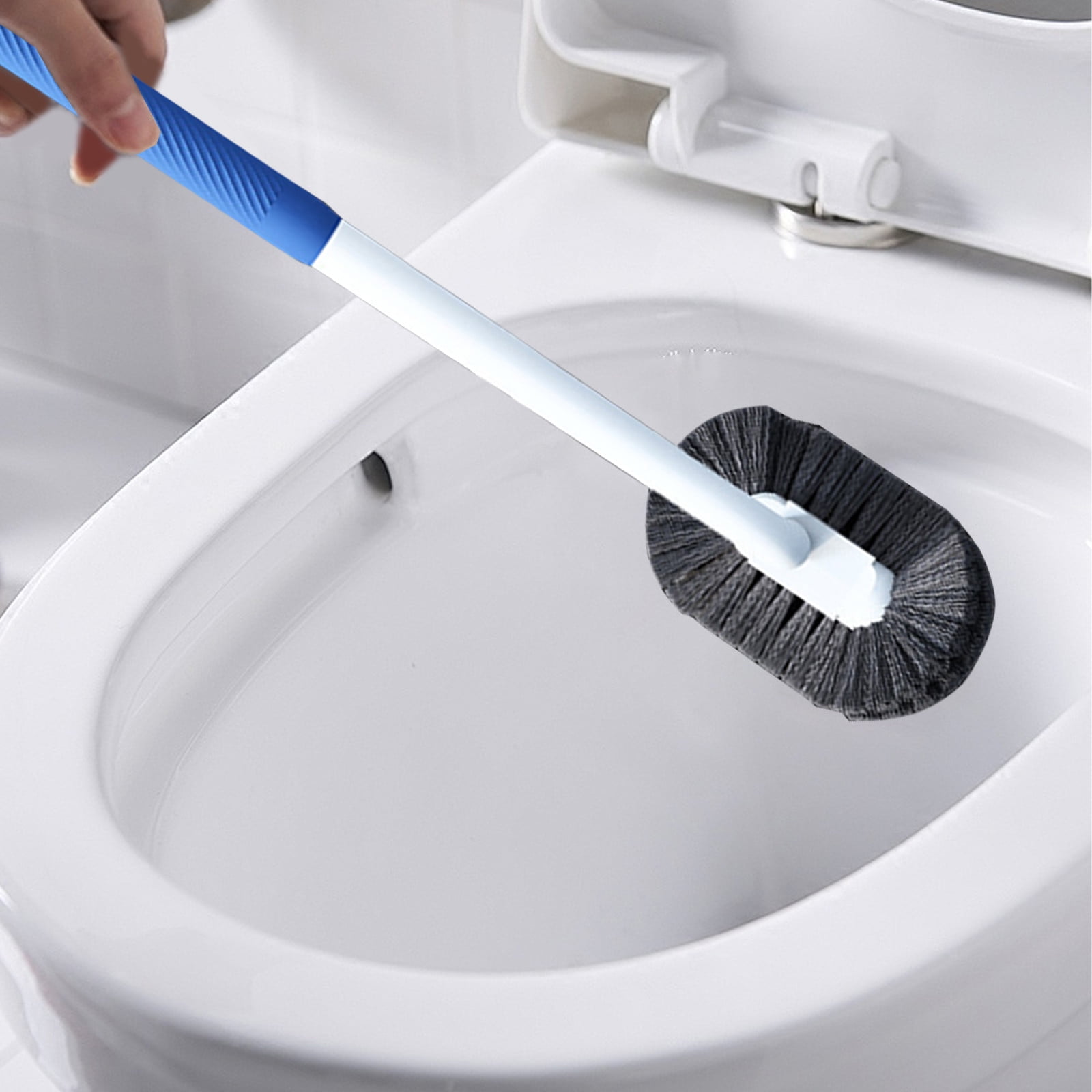 Wall Mounted Toilet Brush - Notch Head & 18.5in Long Handle for No Dead ...