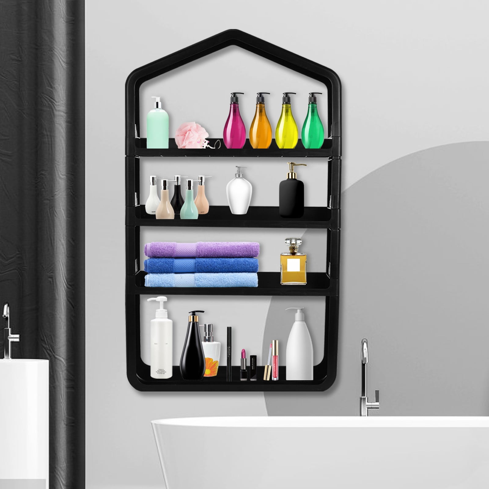 Wall Mounted Toilet Cosmetics Shelf Toilet Bathroom Storage Shelf ...