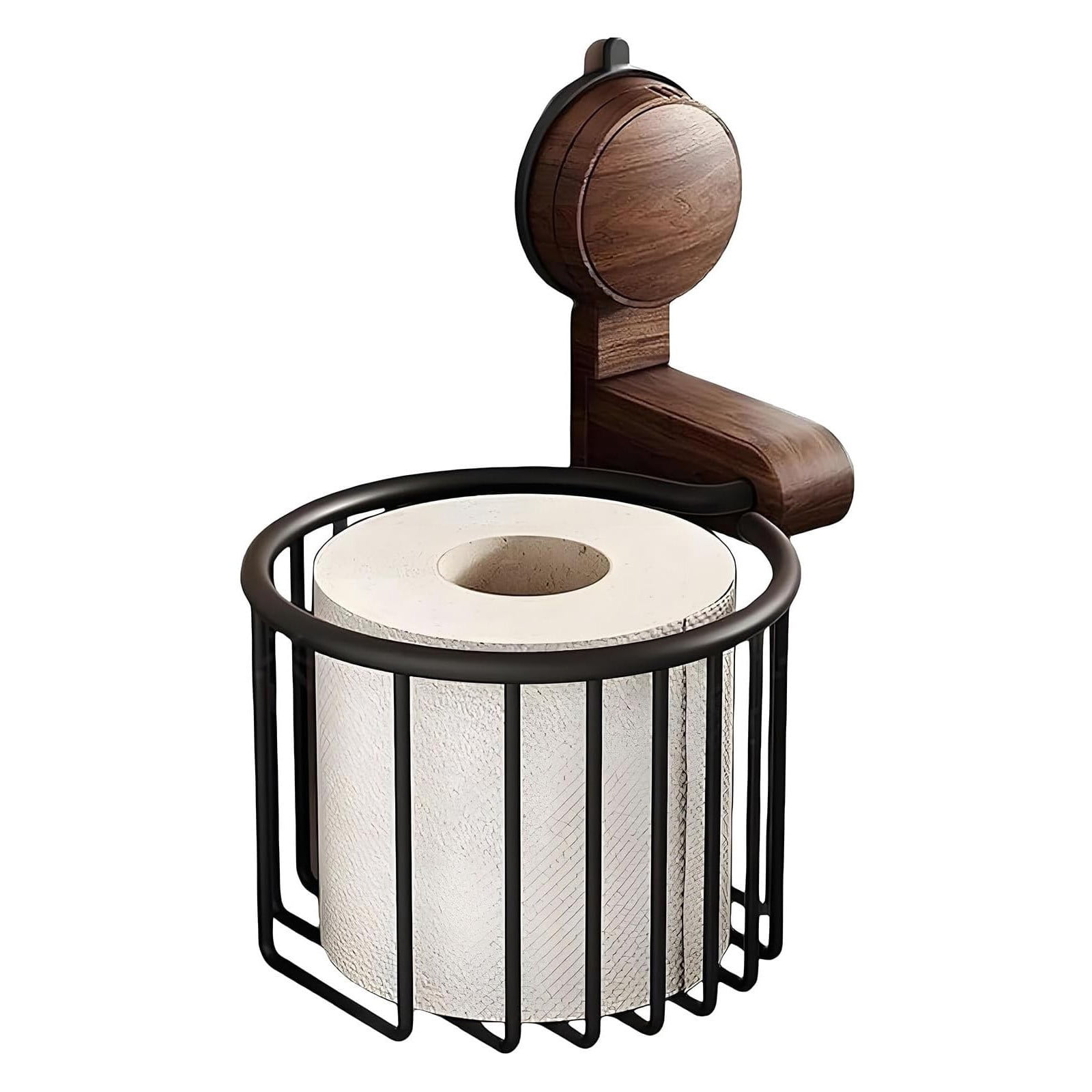 Wall Mounted Toilet Paper Holder Basket Antique Black Bathroom Storage ...