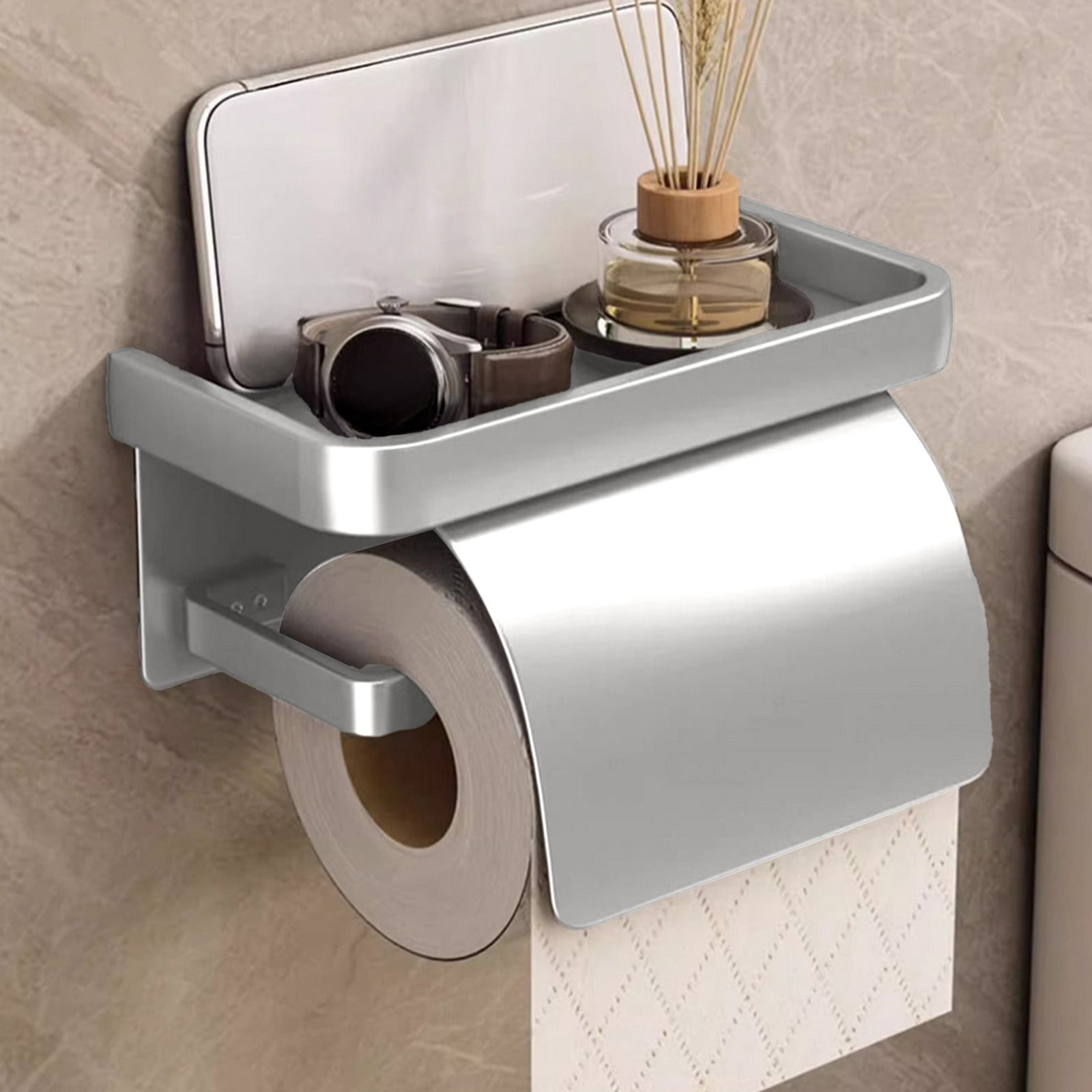 Wall Mounted Toilet Paper Holder,Non-Perforated Toilet Paper Storage ...
