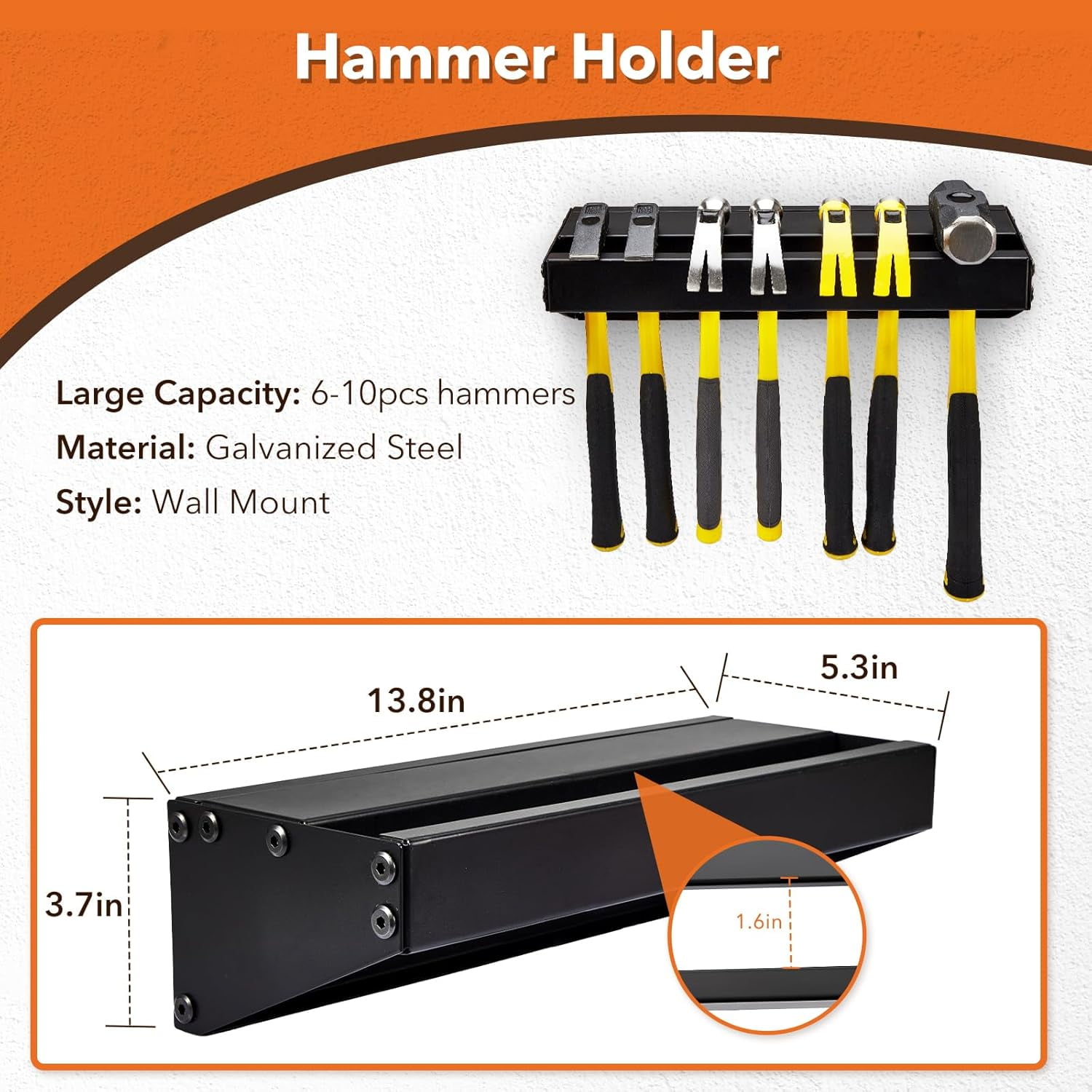 Wall-Mounted Tool Organizer Set – Heavy-Duty Galvanized Steel Screwdriver, Pliers, Hammer ...